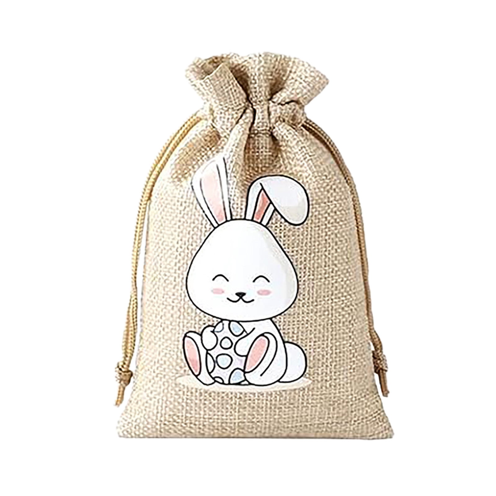 YIMWNYI Easter Bunny Drawstring Gift Bag, Linen Candy Bag for Easter ...