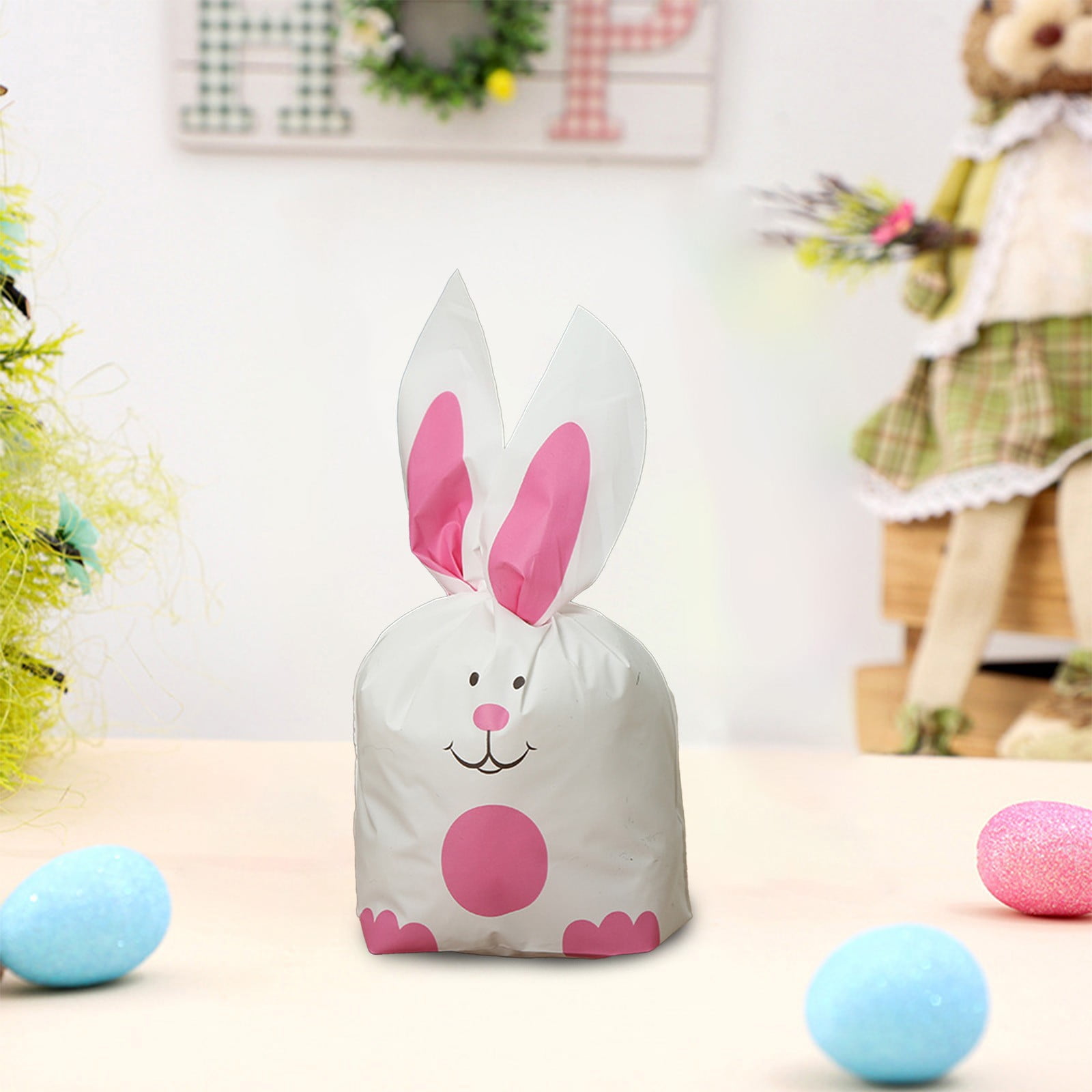 YIMWNYI Easter Themed Packaging Bags Set of 50, Pink Plastic Candy Bags ...