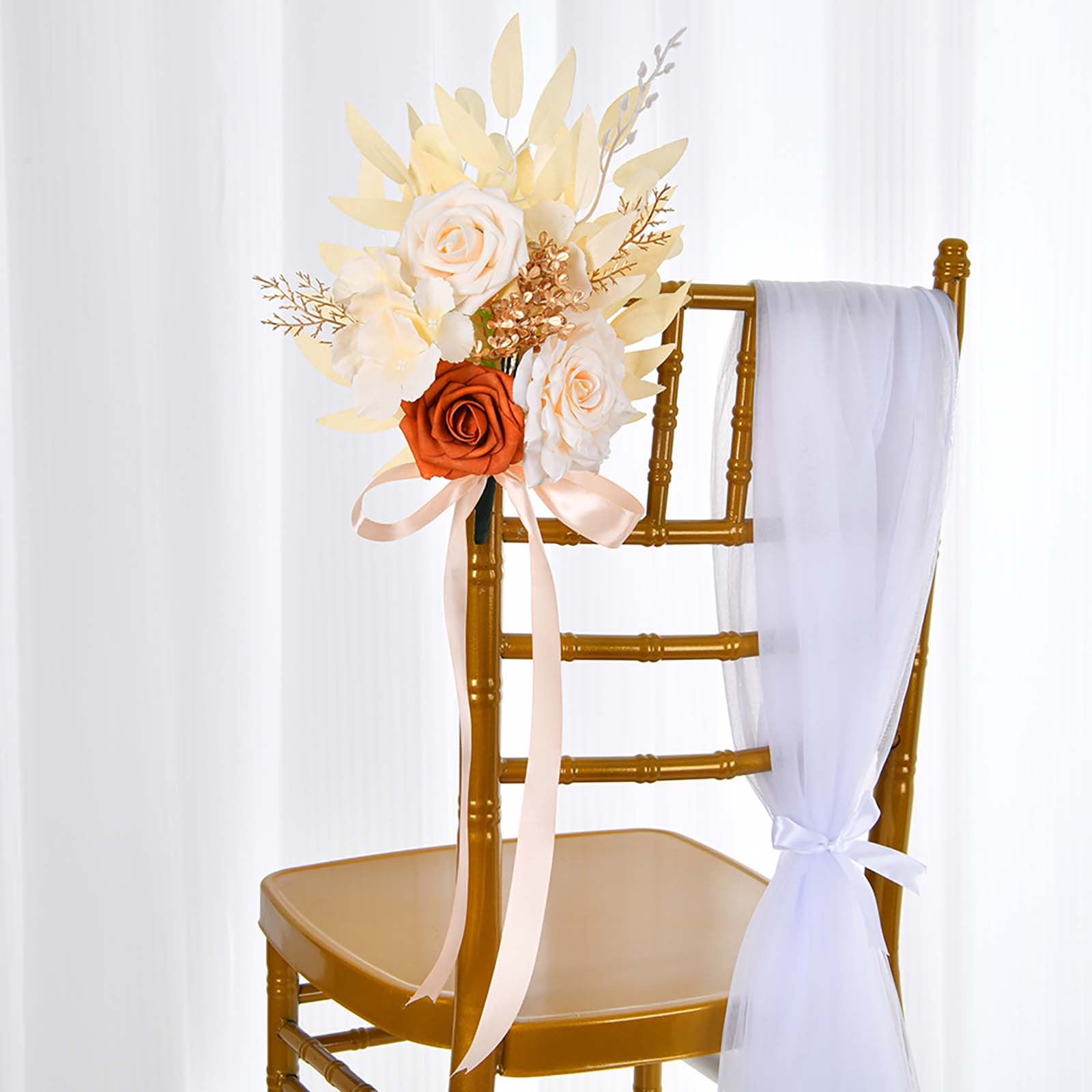 YIMWNYI Elegant Silk Flower Chair Back Decorations, Lifelike Wedding ...