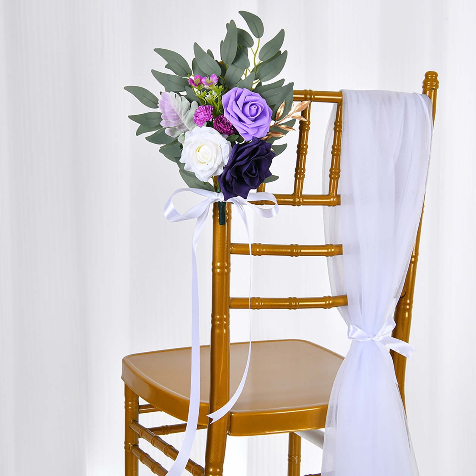 YIMWNYI Elegant Silk Flower Chair Back Decorations, Lifelike Wedding ...