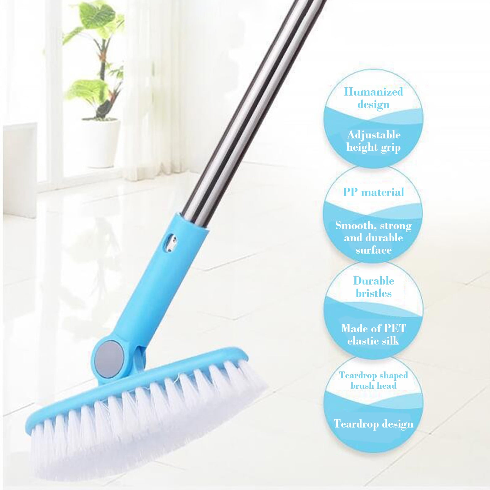 YIMWNYI Extendable Floor Scrub Brush with Long Handle, Heavy Duty Stiff ...