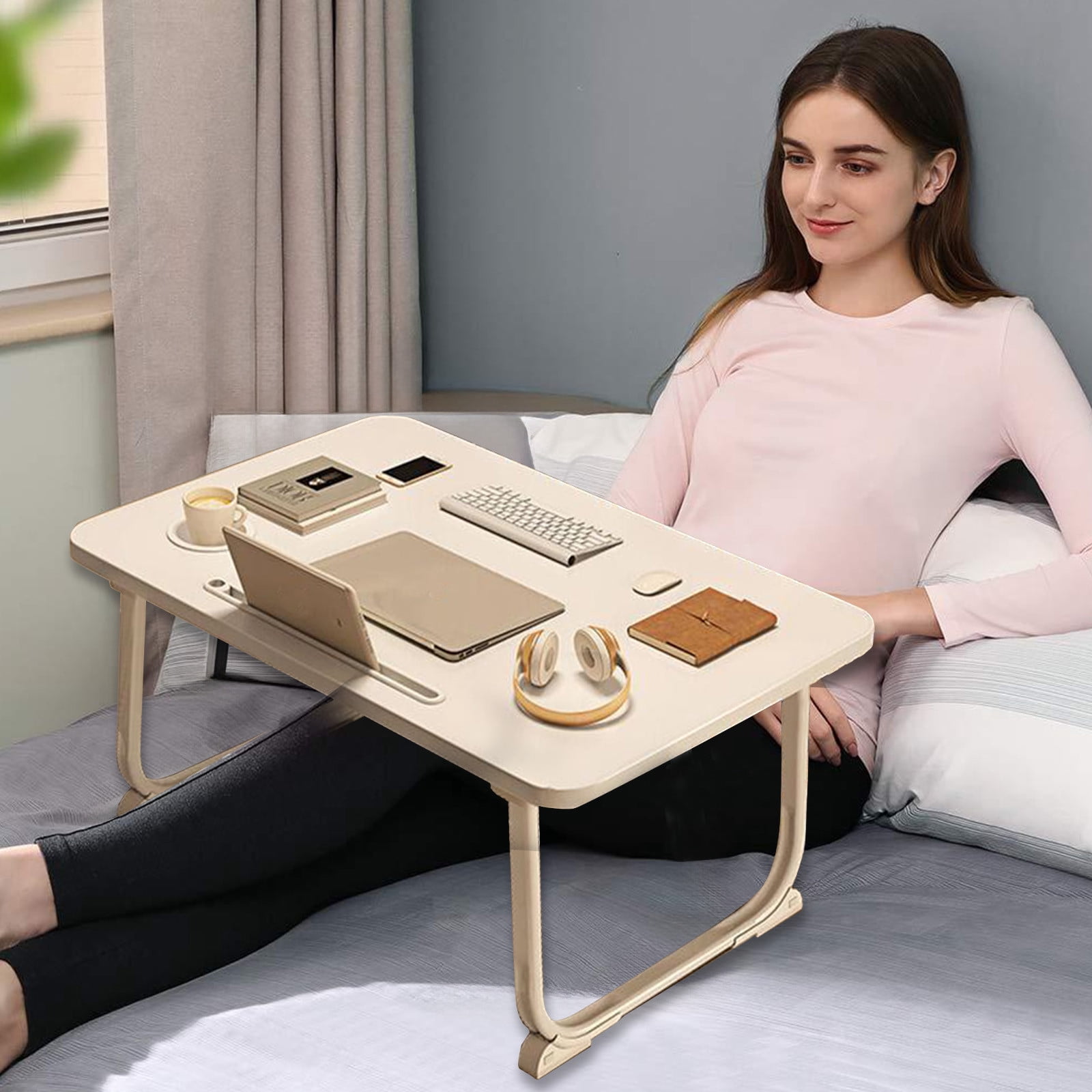 YIMWNYI Foldable Bedside Breakfast Tray, Snack Table for Dining, Sofa ...