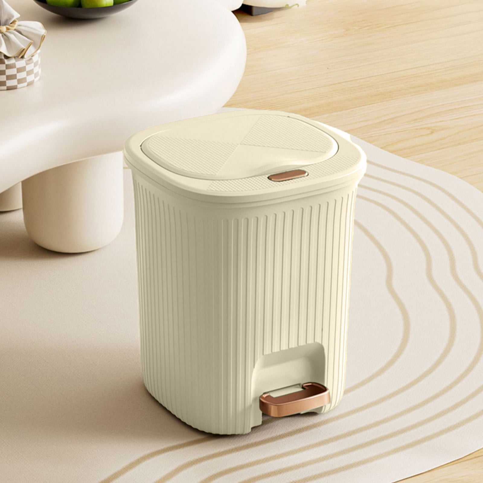 YIMWNYI Foot Pedal Kitchen Trash Can with Lid - Large Capacity, Odor ...