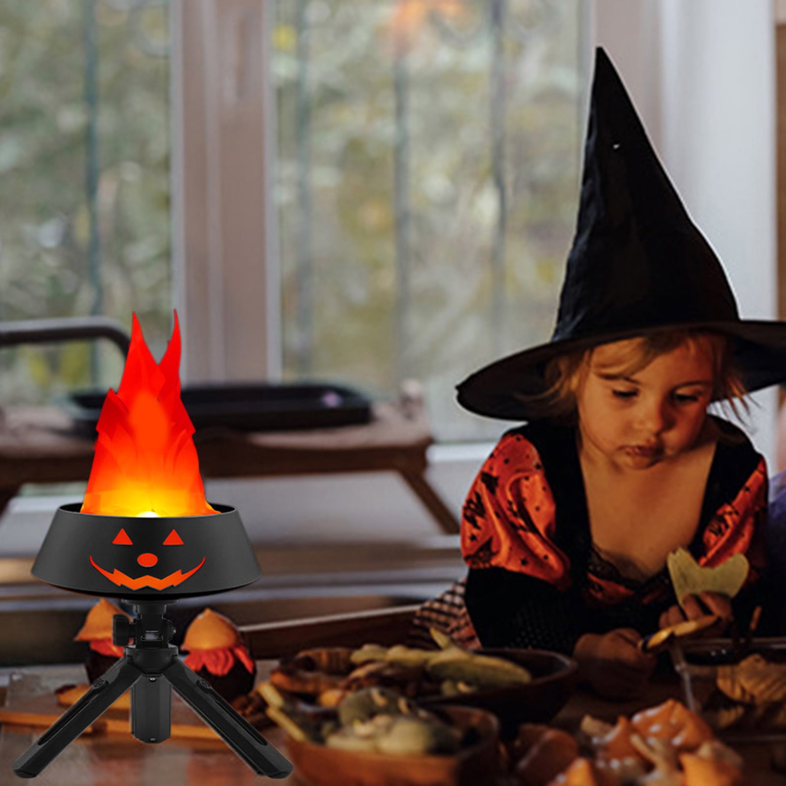 YIMWNYI Halloween Pumpkin Flame Lamp, LED Simulation Fire Pot ...