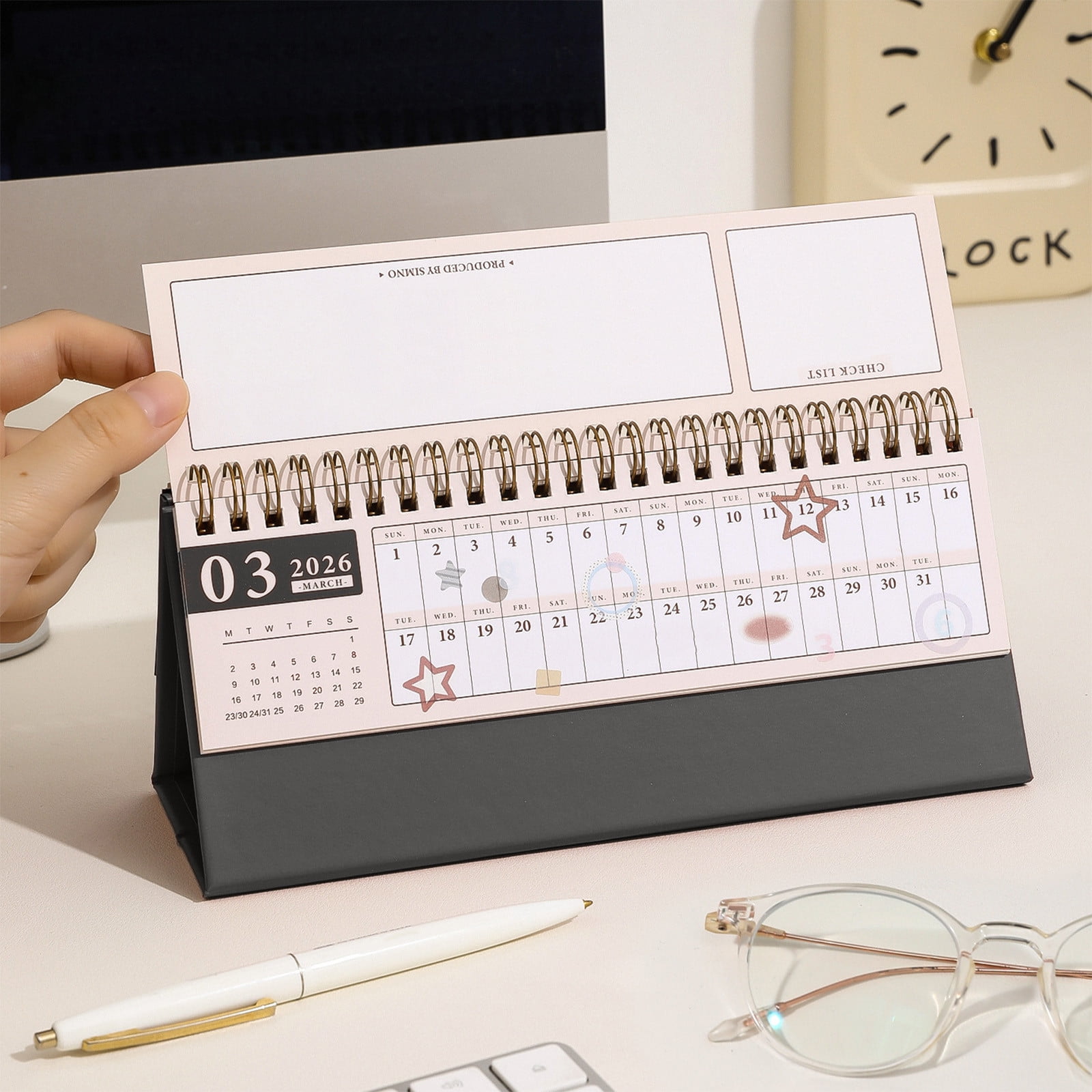 YIMWNYI Horizontal Desk Calendar Punch Card Planner, Month-to-Month ...