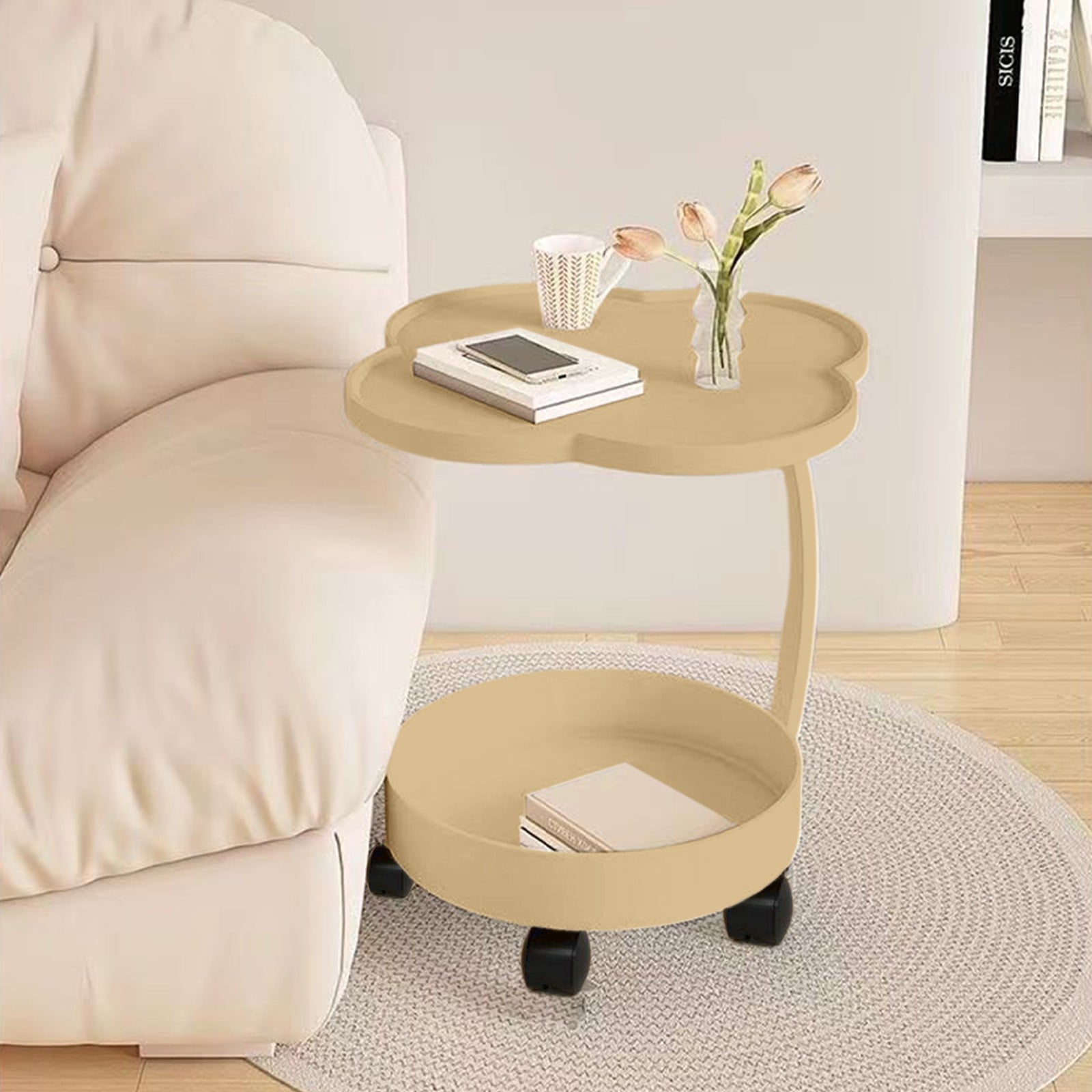 YIMWNYI Modern Rolling Side Table with 4-Leaf Symmetrical Design, 2 ...