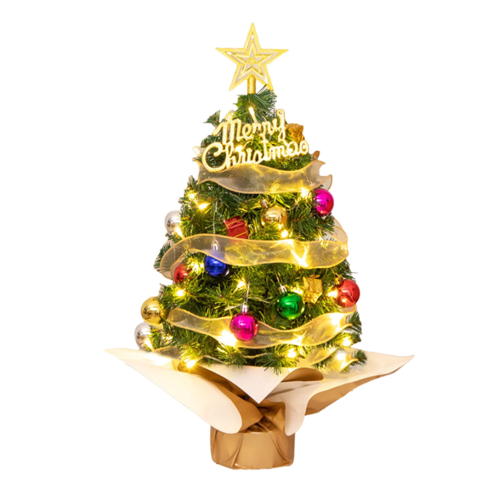 YIMWNYI New Tabletop Mini Christmas Tree Set, Battery Operated LED Xmas ...