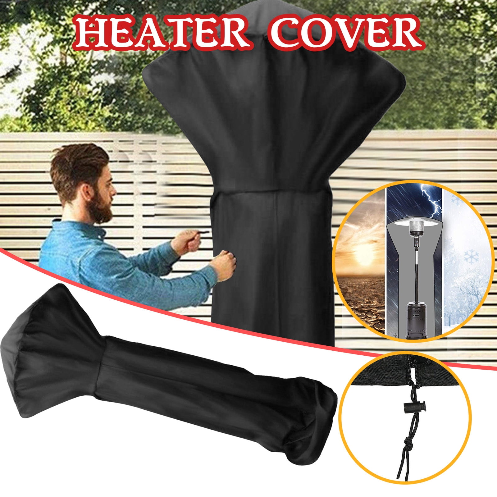 YIMWNYI Outdoor Heater Cover with Zipper, Waterproof Rain Cover for ...