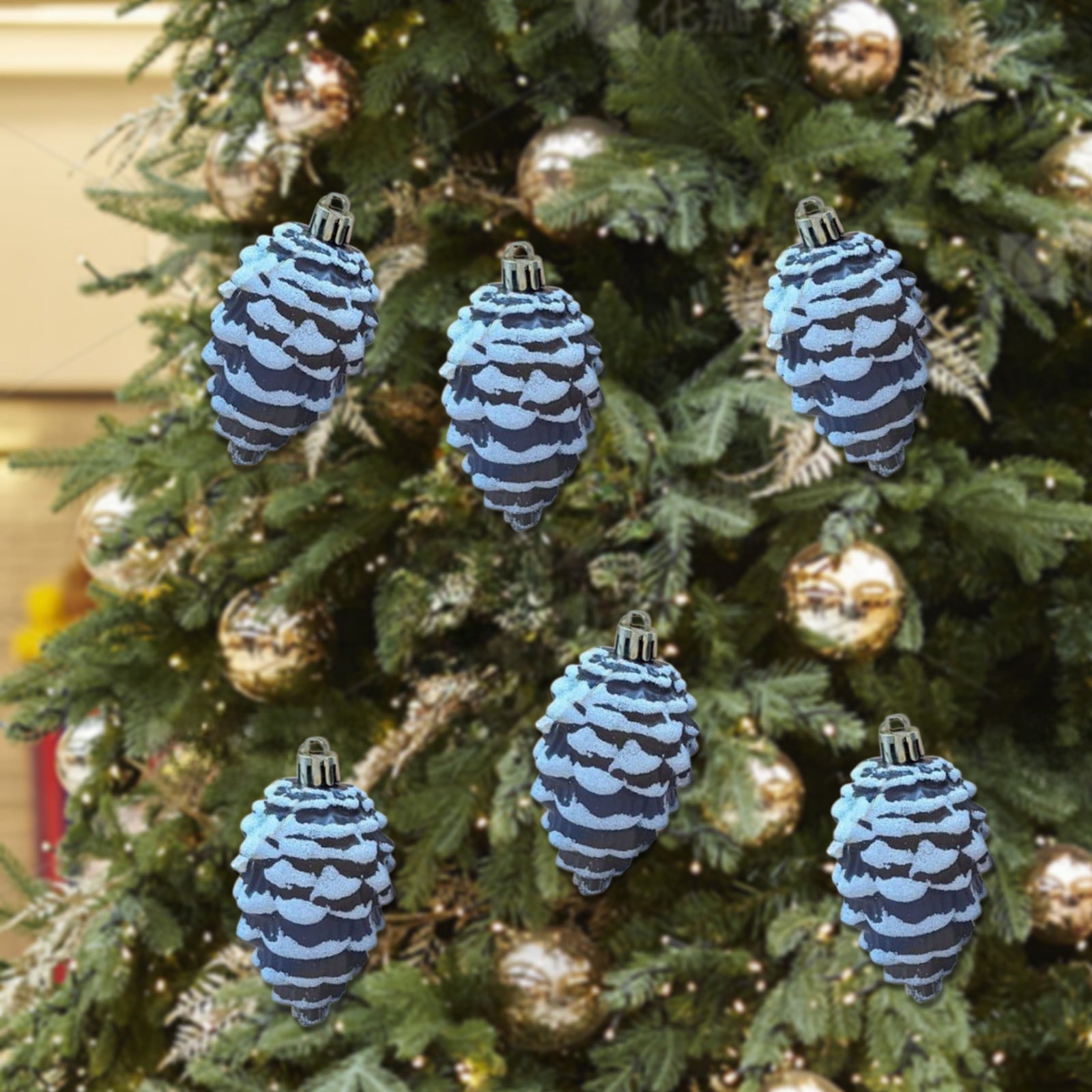 YIMWNYI Pack Of 6 Painted Pinecones Christmas Small Pendant, Holiday ...