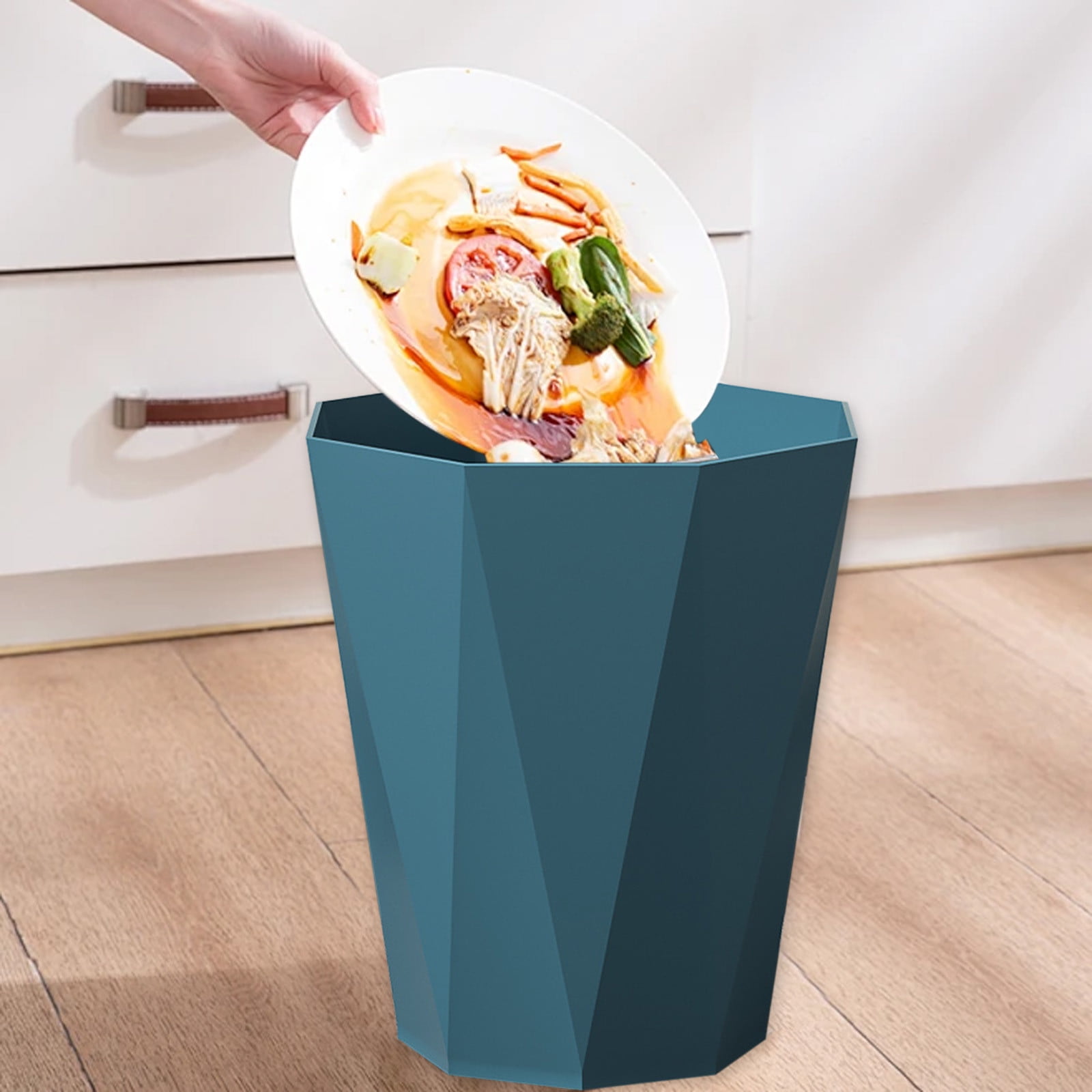 YIMWNYI Plastic Kitchen Trash Can Bedroom Bathroom Large Lidless Press ...