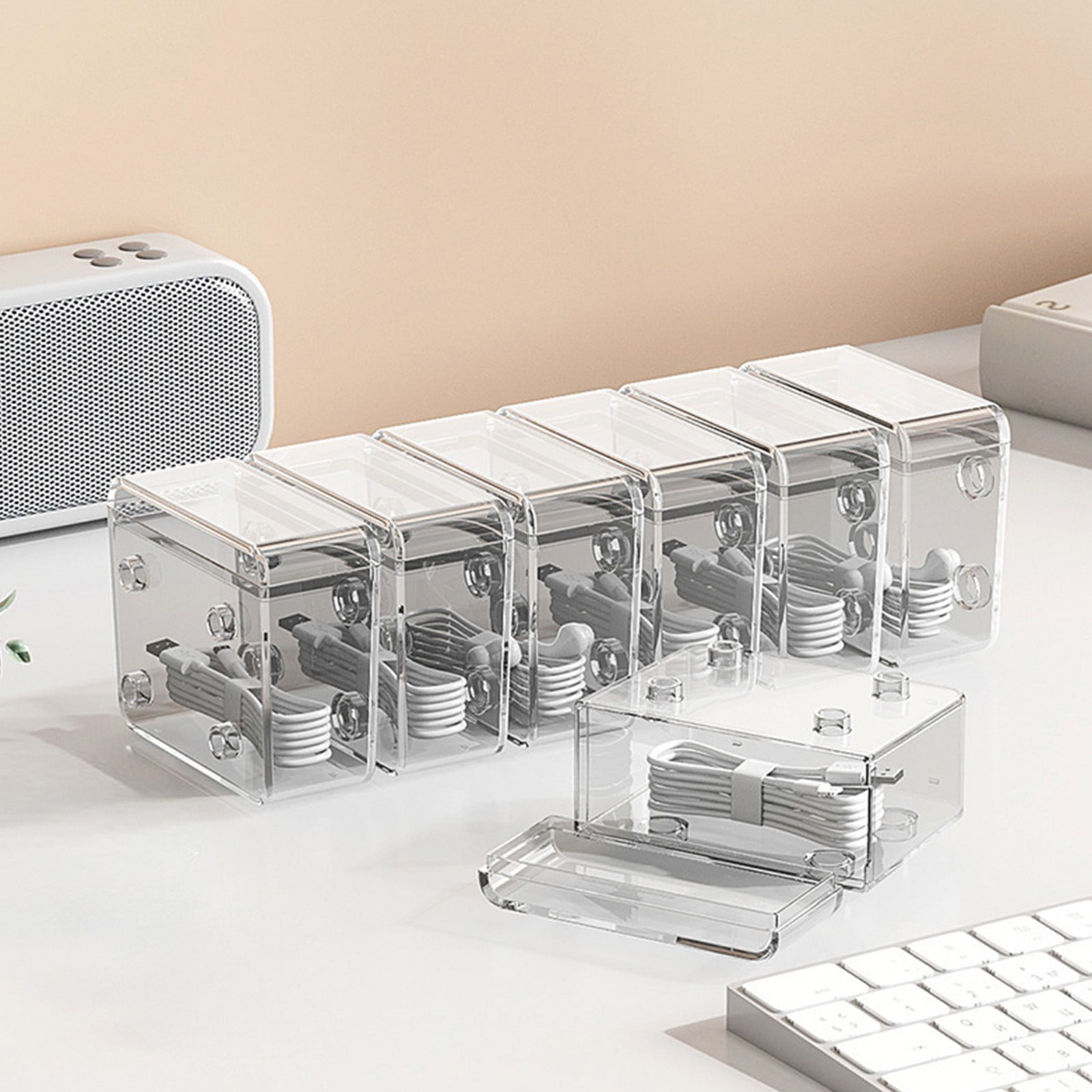 YIMWNYI Portable Cable Storage Box, Compact and Transparent Charging ...