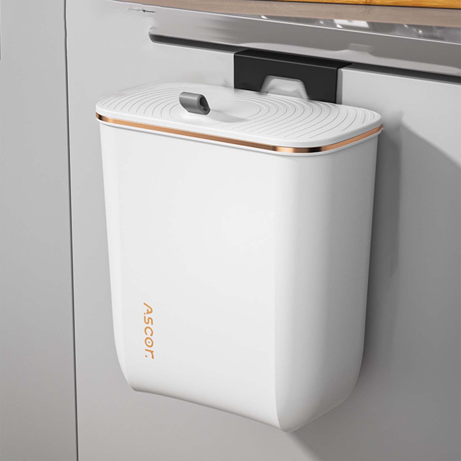 YIMWNYI Small Kitchen Trash Can with Lid, 2.4 Gallon Hanging Food Waste Bin for Kitchen Cabinet ...