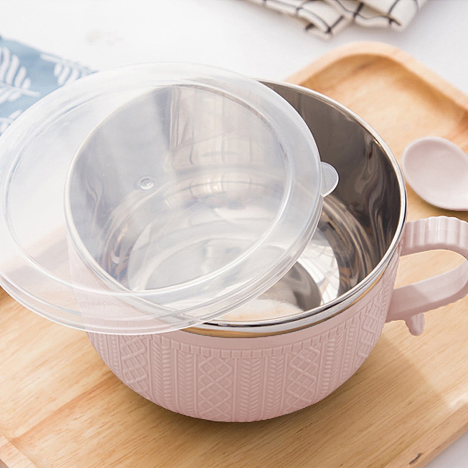 YIMWNYI Stainless Steel Korean Noodle Bowl with Lid, Thermal Bento Box, Large Capacity Lunch Box ...