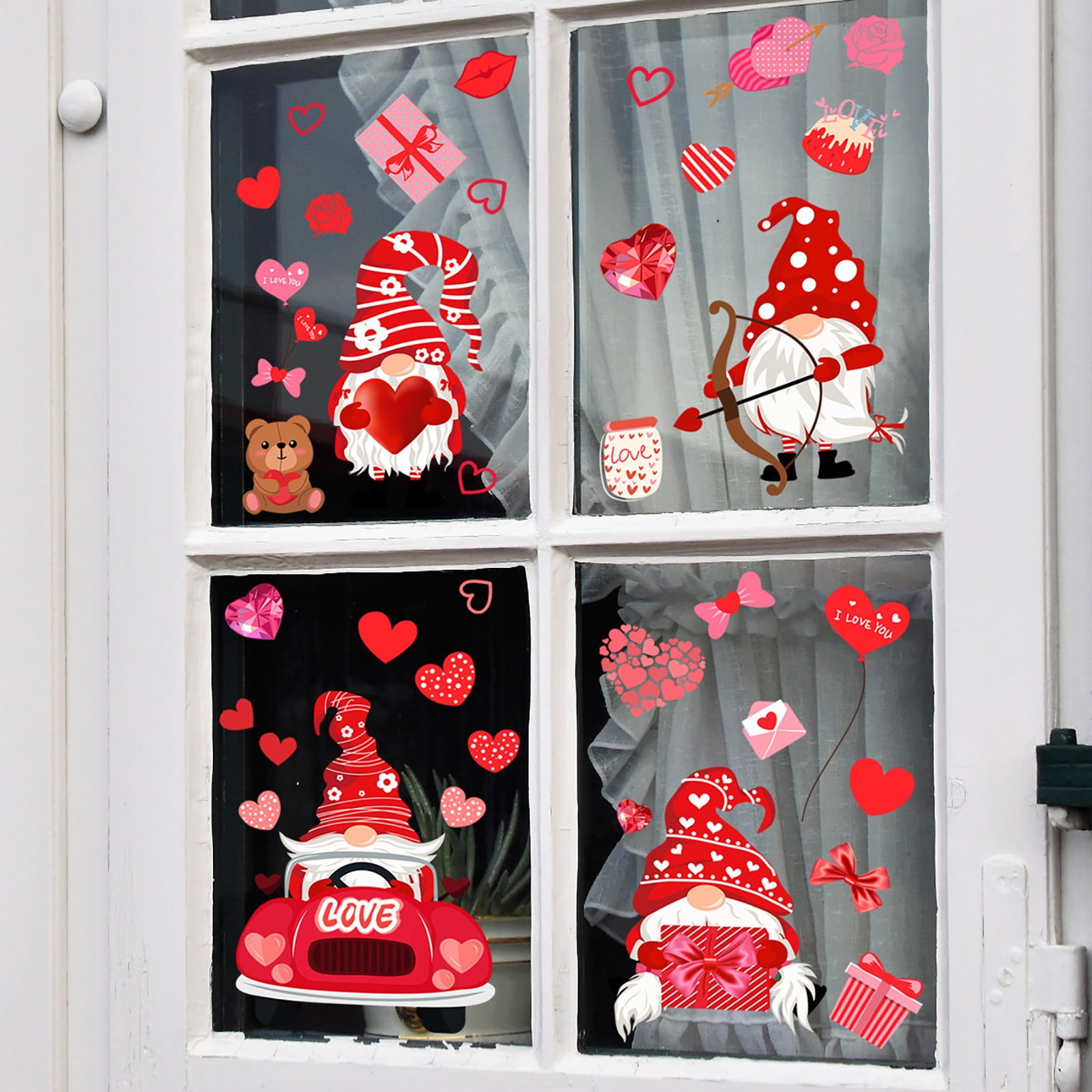 YIMWNYI Valentine's Day Gel Window Stickers, Double-sided Visible ...