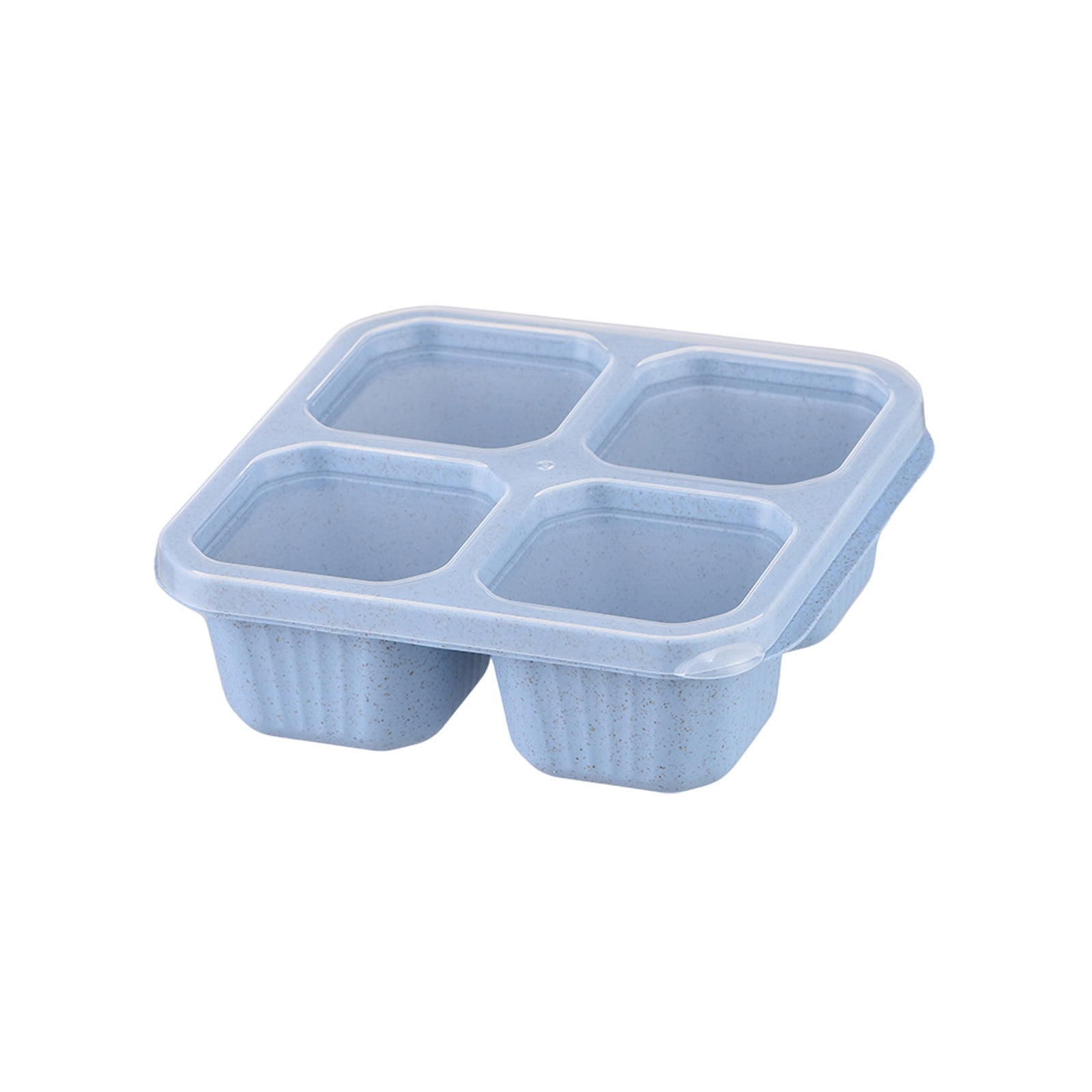 YIMWNYI Wheat Straw Squares Four Compartments Lunch Box, Transparent ...