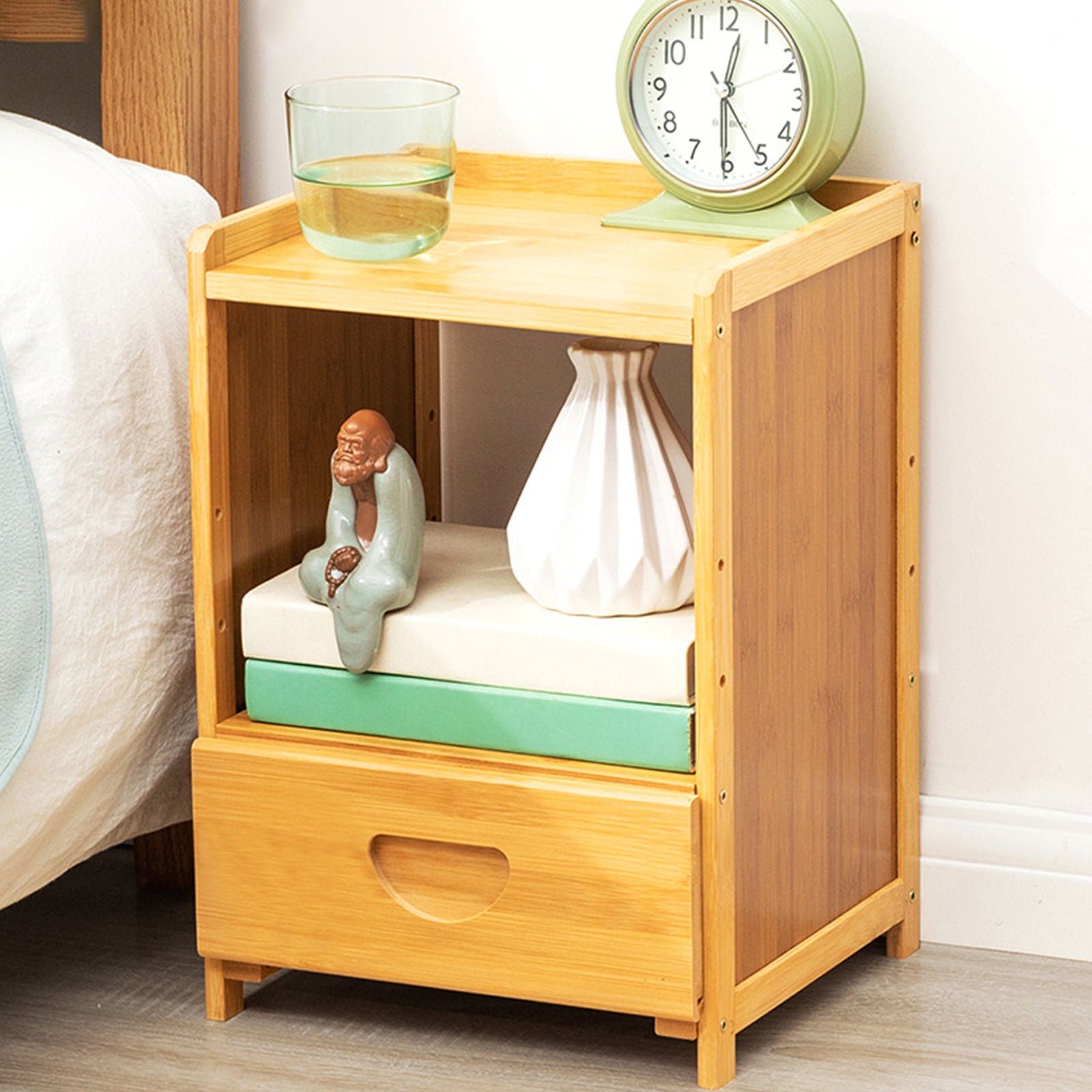 YIMWNYI Wooden Bedside Table, Space-Saving Narrow Nightstand with ...