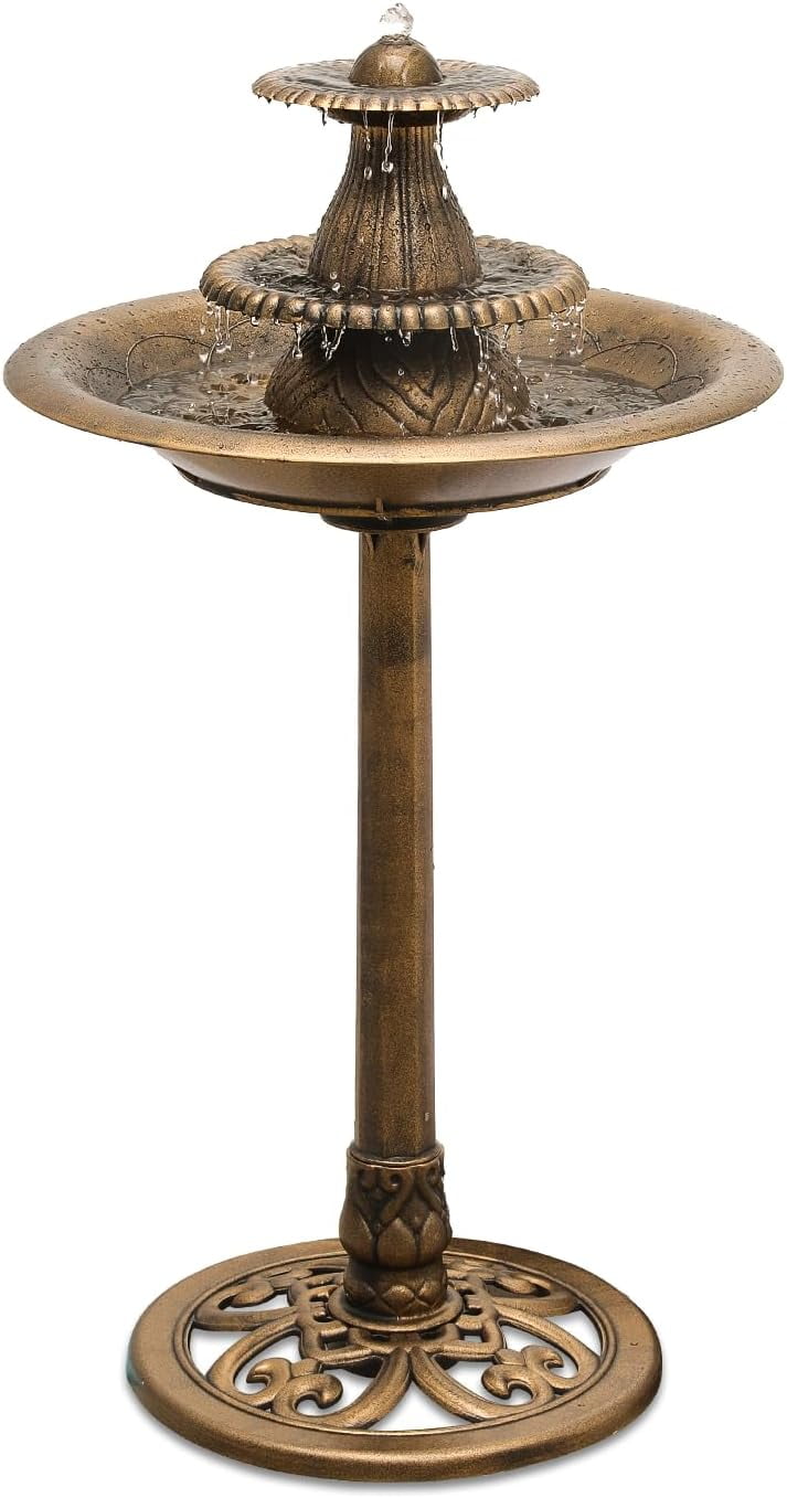 YING 37'' Height Bird Bath Vintage Pedestal Birdbath Electric Water ...