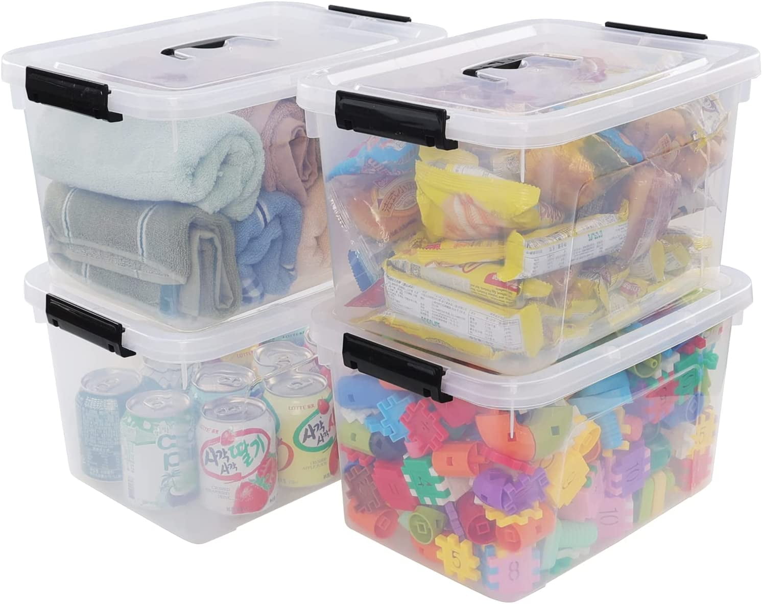 YING 4 Pack Storage Boxes with Latch Lids, Clear Plastic Design, 18 ...