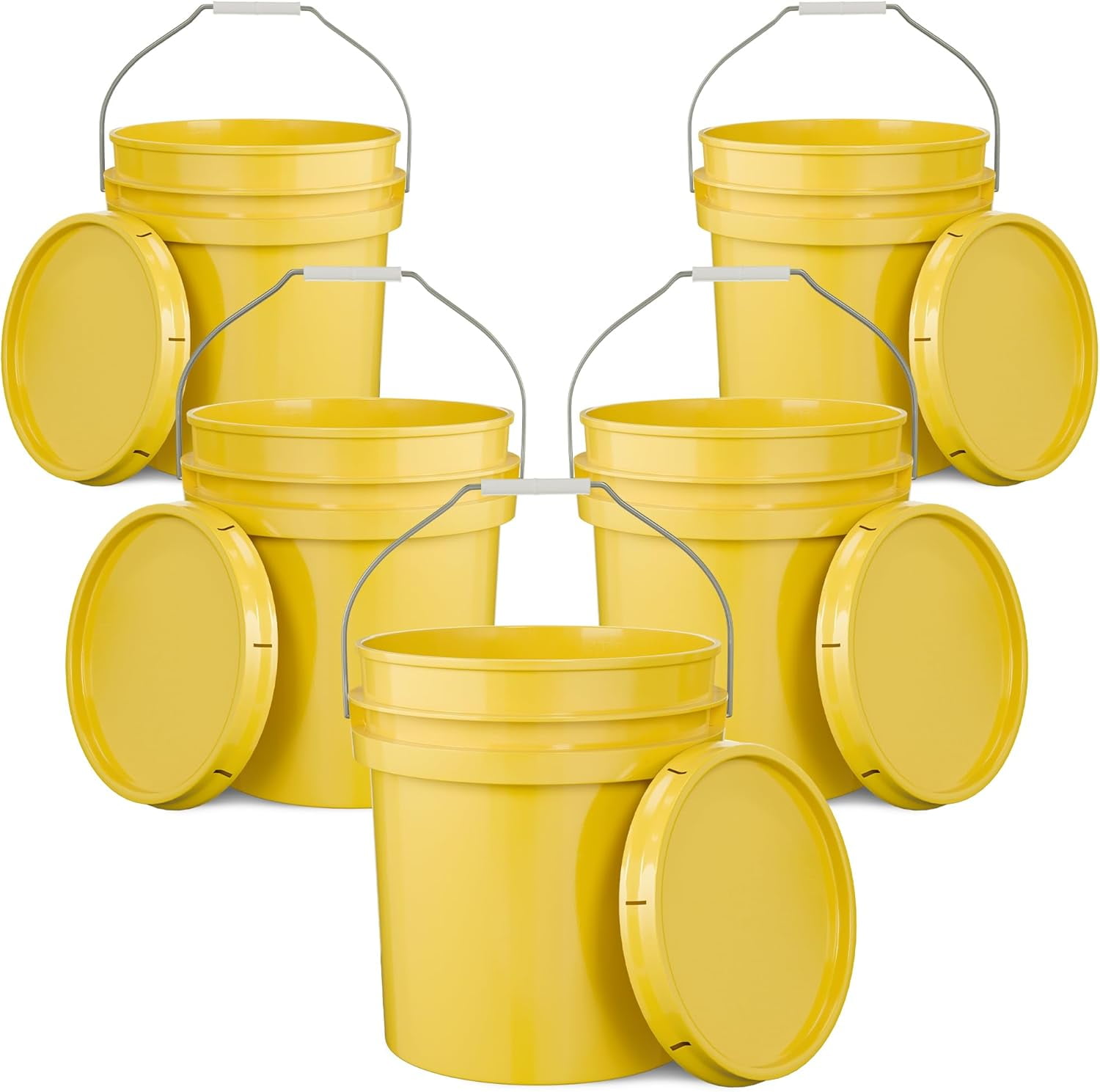 YING 5-Gallon Black Bucket Pail Container with Lid | Metal Handles with ...
