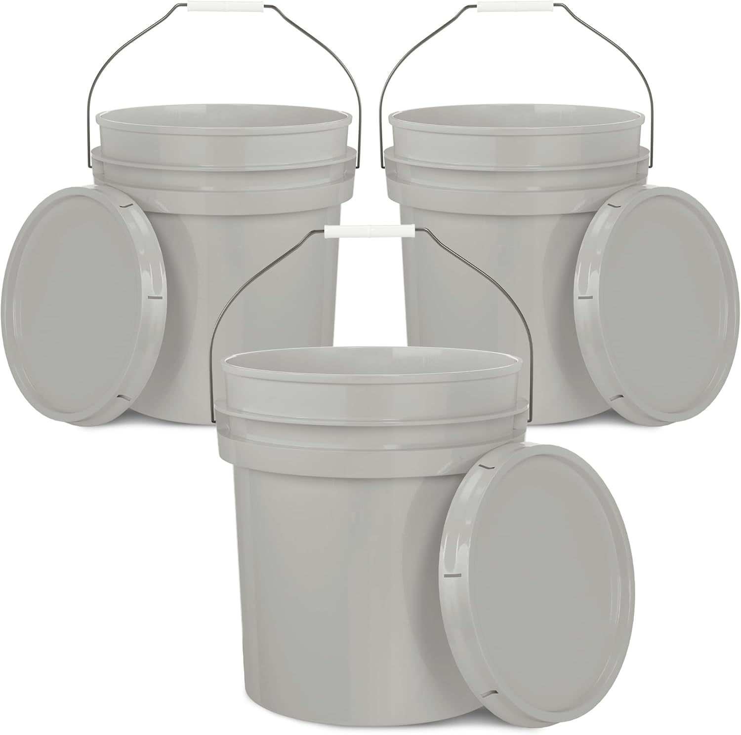 YING 5-Gallon Black Bucket Pail Container with Lid | Metal Handles with ...