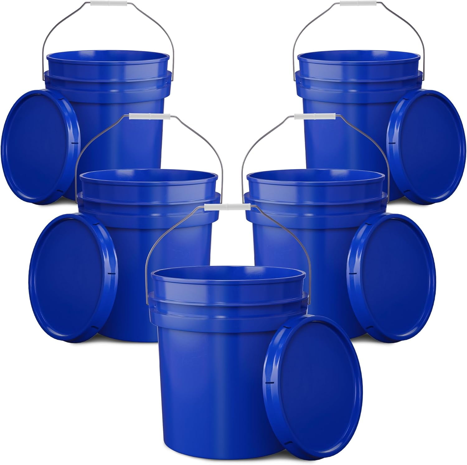 YING 5-Gallon Black Bucket Pail Container with Lid | Metal Handles with ...