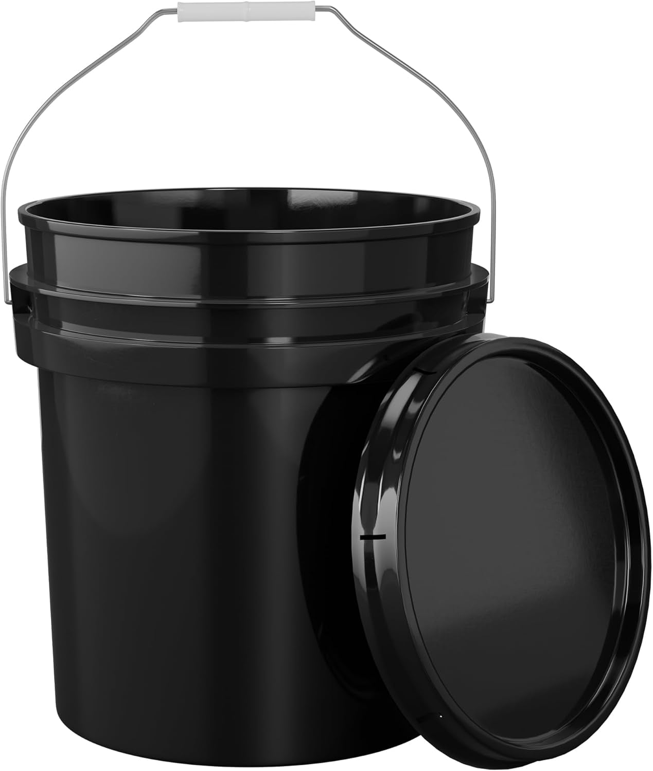 YING 5-Gallon Black Bucket Pail Container with Lid | Metal Handles with ...
