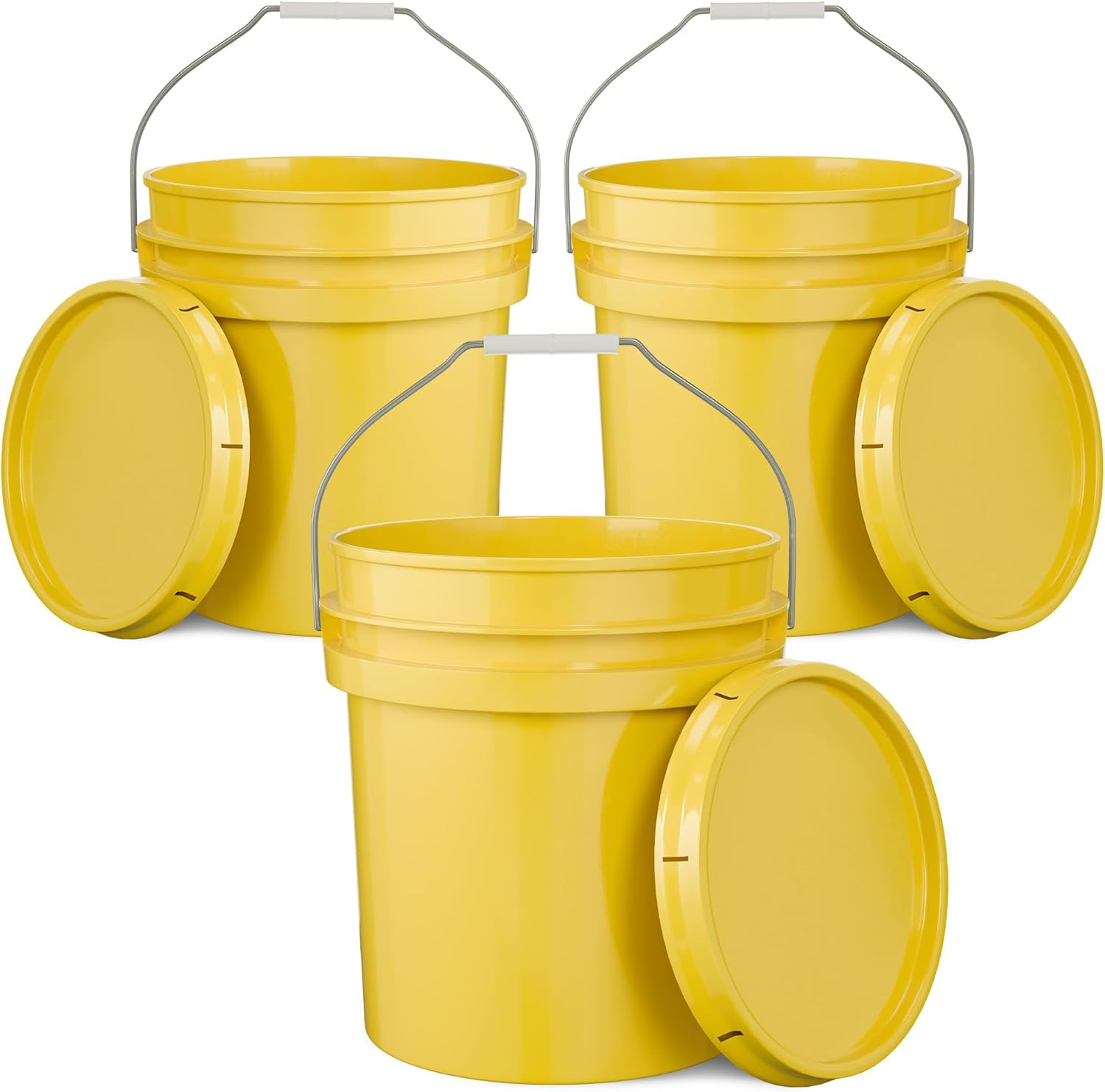 YING 5-Gallon Black Bucket Pail Container with Lid | Metal Handles with ...