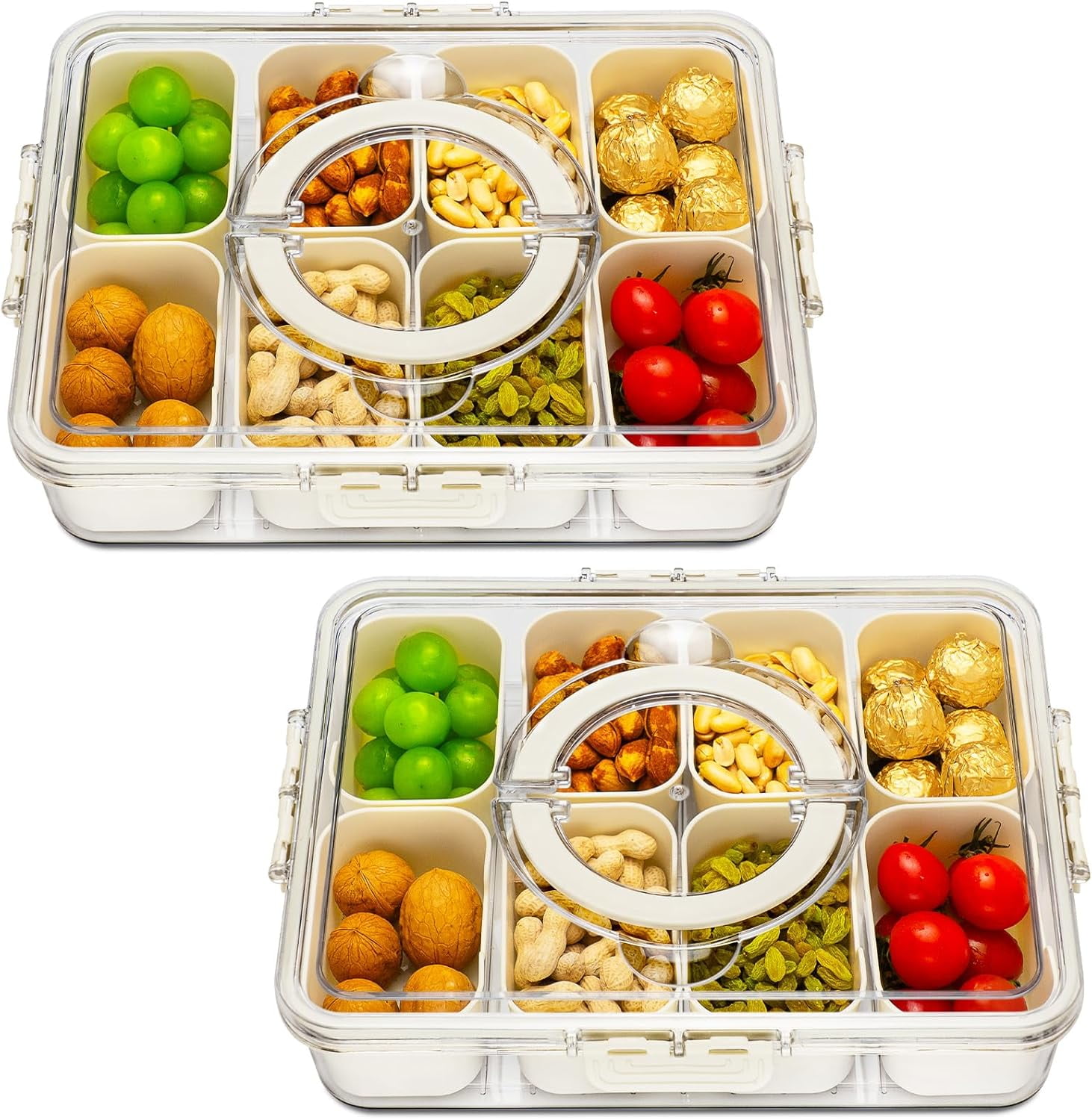 YING 8 Compartments Snacks Box,Snack Fruit Tray,Veggie Tray,Portable ...