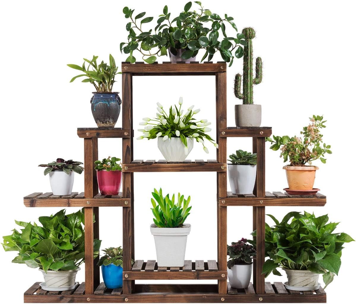 YING Flower Rack Wood Plant Stand Wood Shelves Bonsai Display Shelf ...