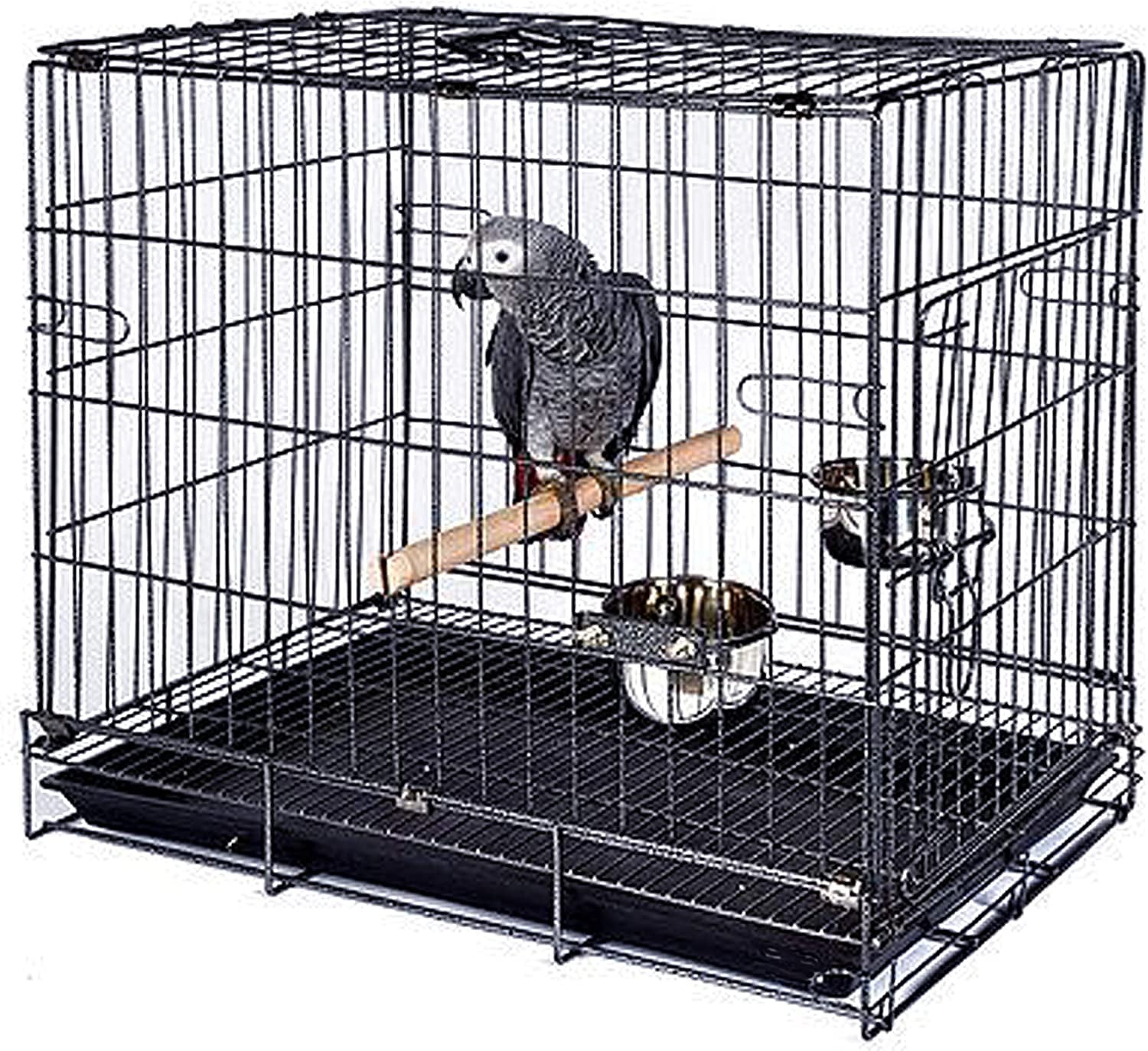 YING Foldable Travel Vet Bird Parrot Cage Carrier Handle with Stainless ...