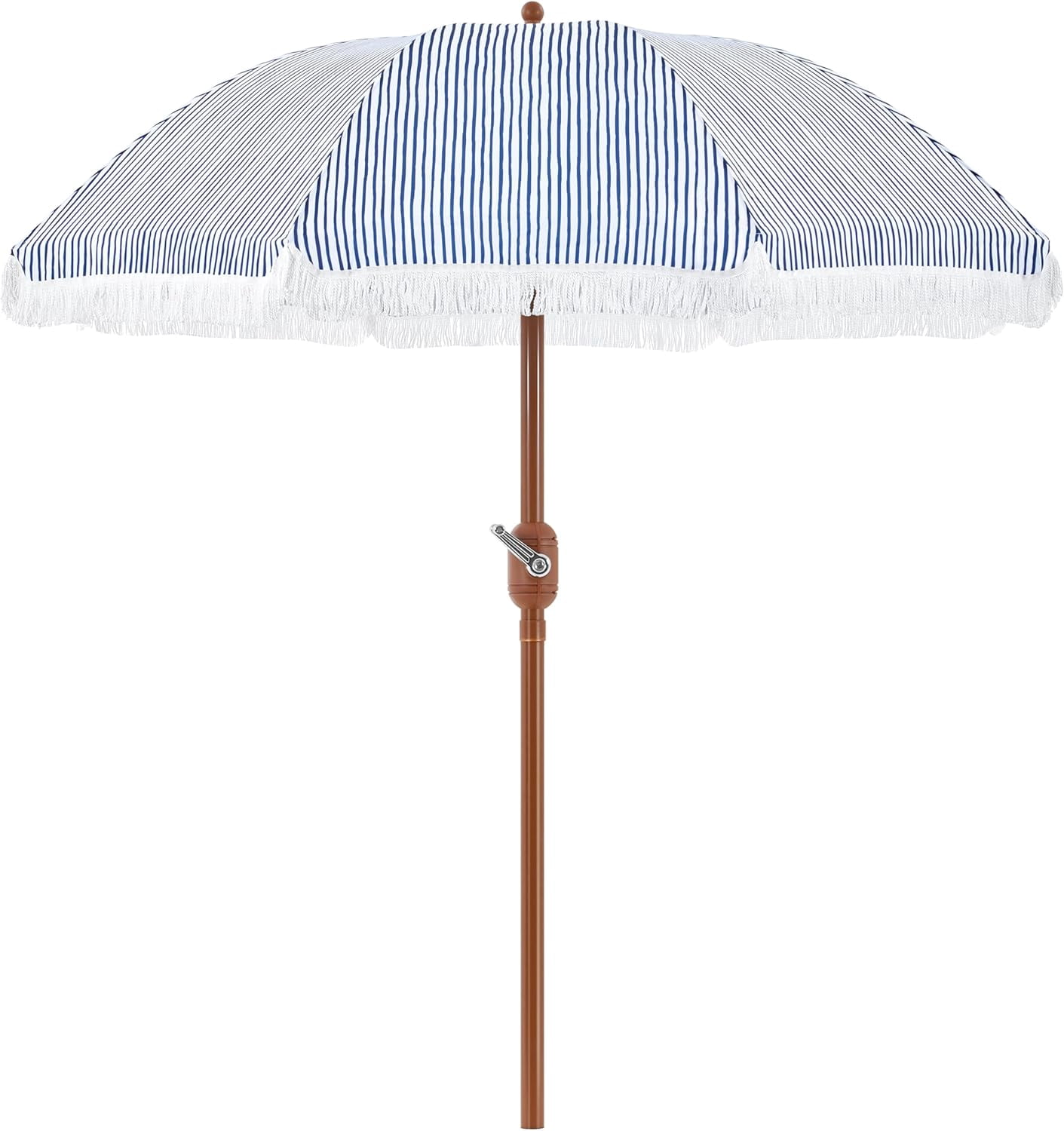 YING Portable 9ft Outdoor Beach Umbrella with Fringe, Tilting Aluminum ...