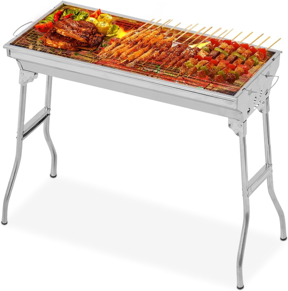 YING Stainless Steel Charcoal BBQ Grill Tool Kit Compact and Foldable ...