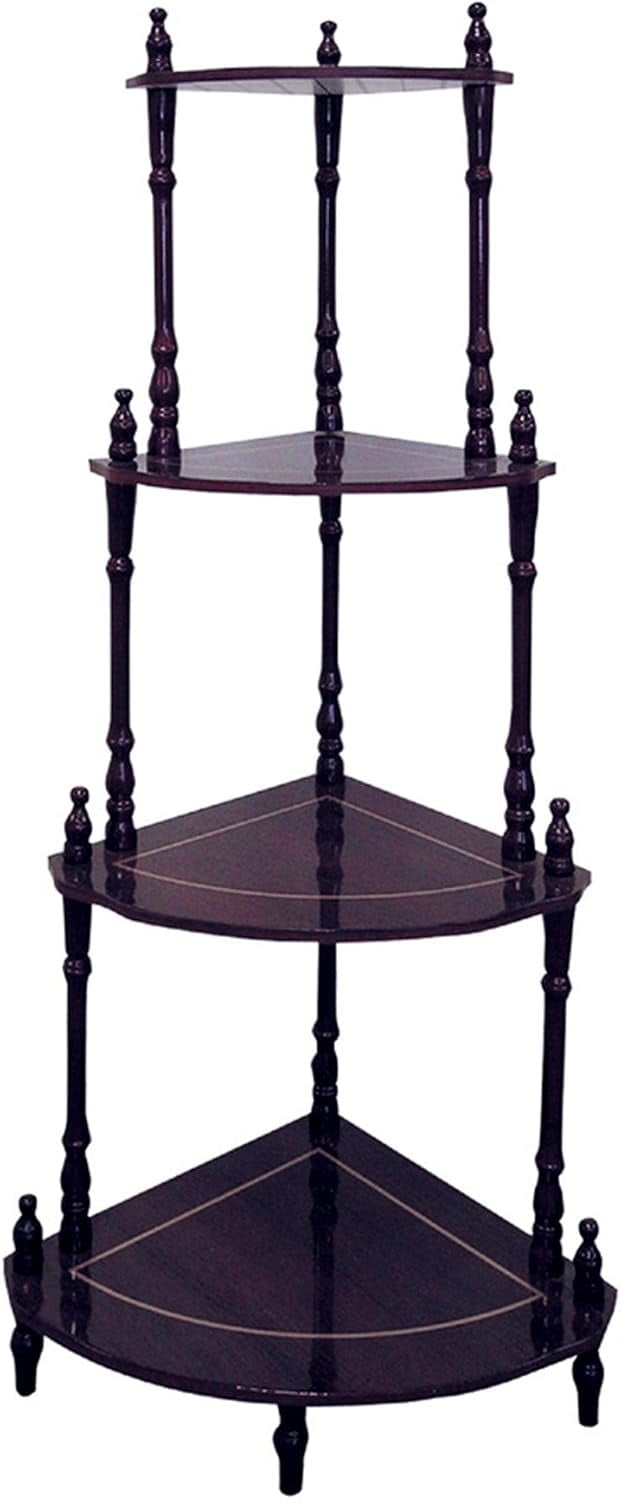 YING Tall 4-Tier Wooden Standing Corner Shelf with Traditional Styling, Cherry Finish, Storage ...