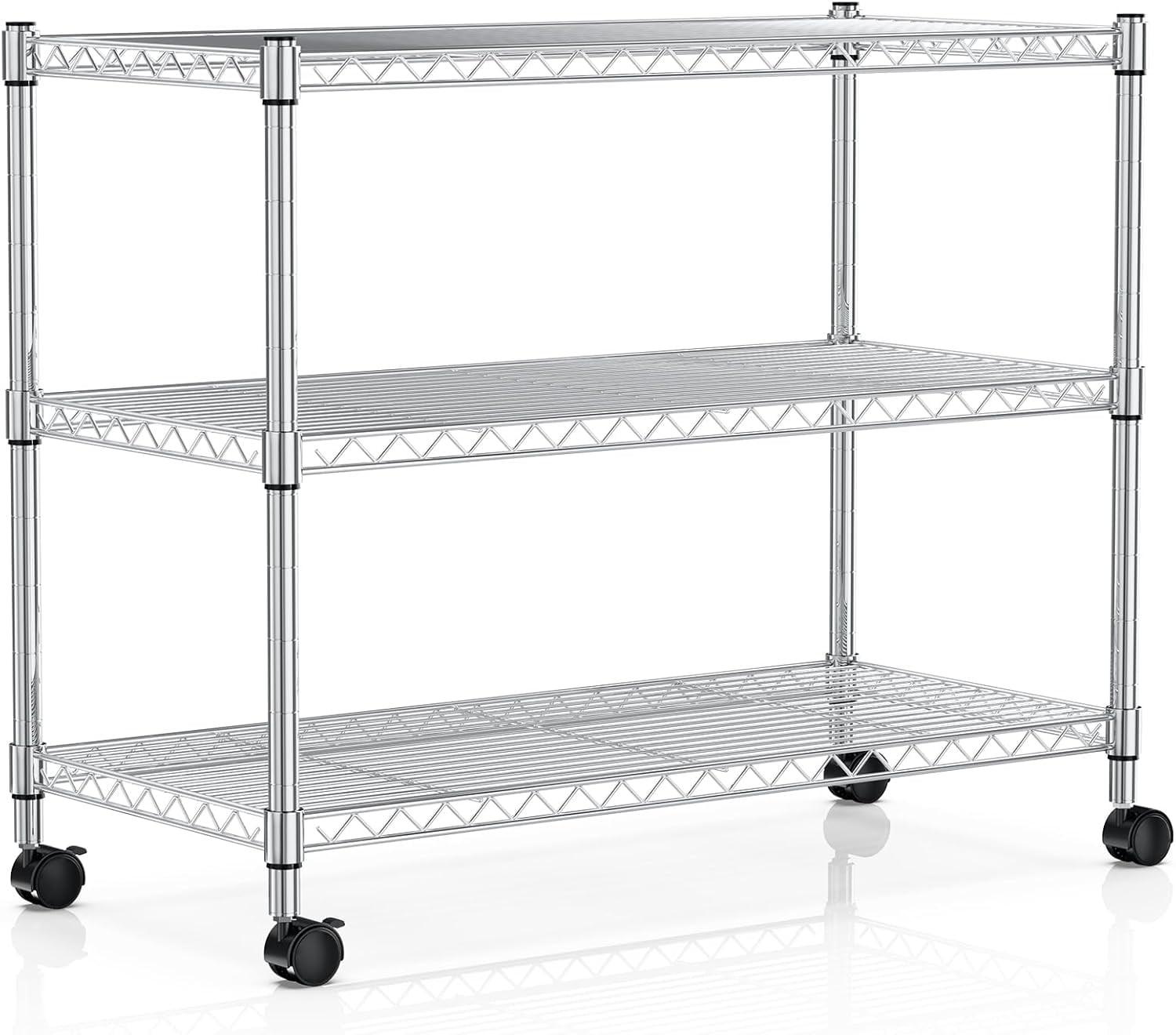 YING Tier Foldable Metal Rack, Storage Shelving Unit with Wheels Moving ...