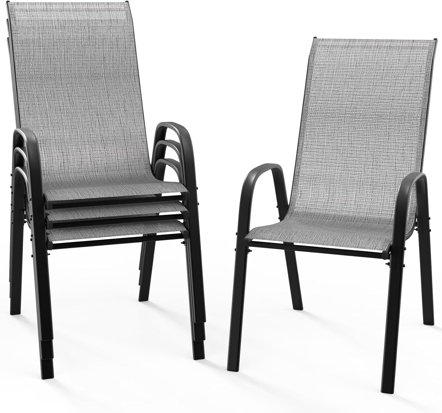 YINGMIKJI Patio Chairs Set of 4 – Stackable Outdoor Dining Chairs with ...