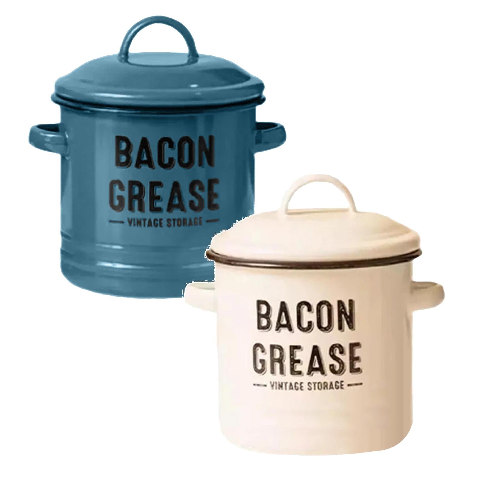 YINGSINK 2PC Oil Storage Jar, Cooking Grease Container,Bacon Grease ...
