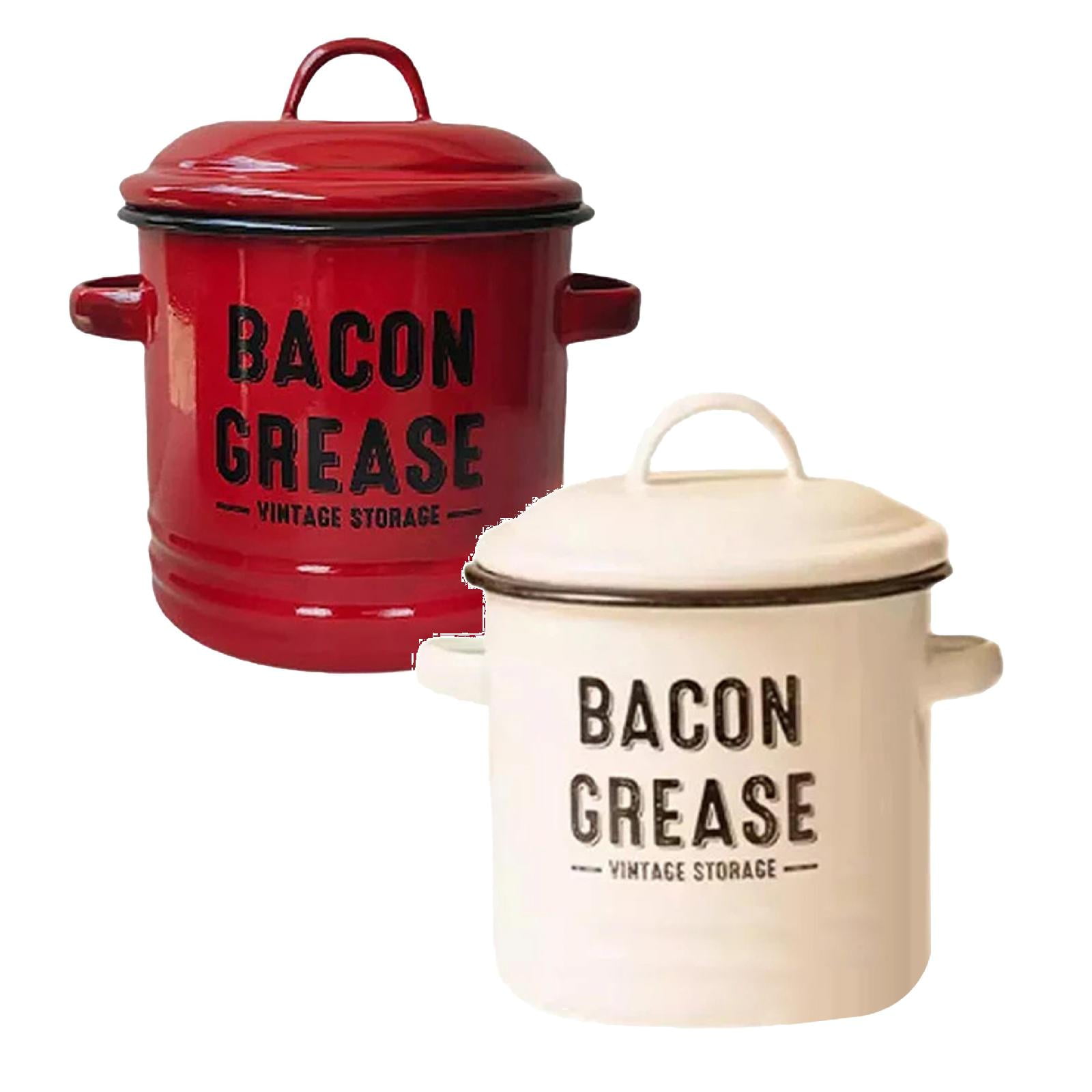 YINGSINK 2PC Oil Storage Jar, Cooking Grease Container,Bacon Grease ...