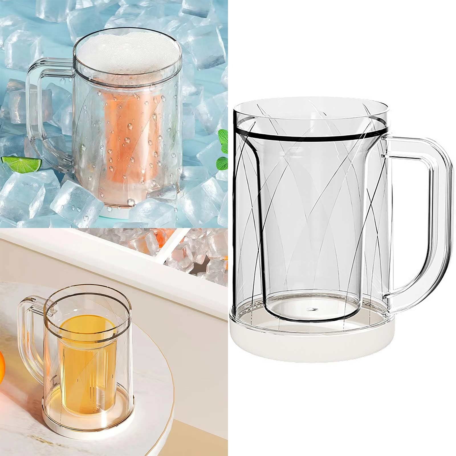 YINGSINK Beer Mugs Summer Cup With Interlayer Liquid Freezer Cup Cold ...