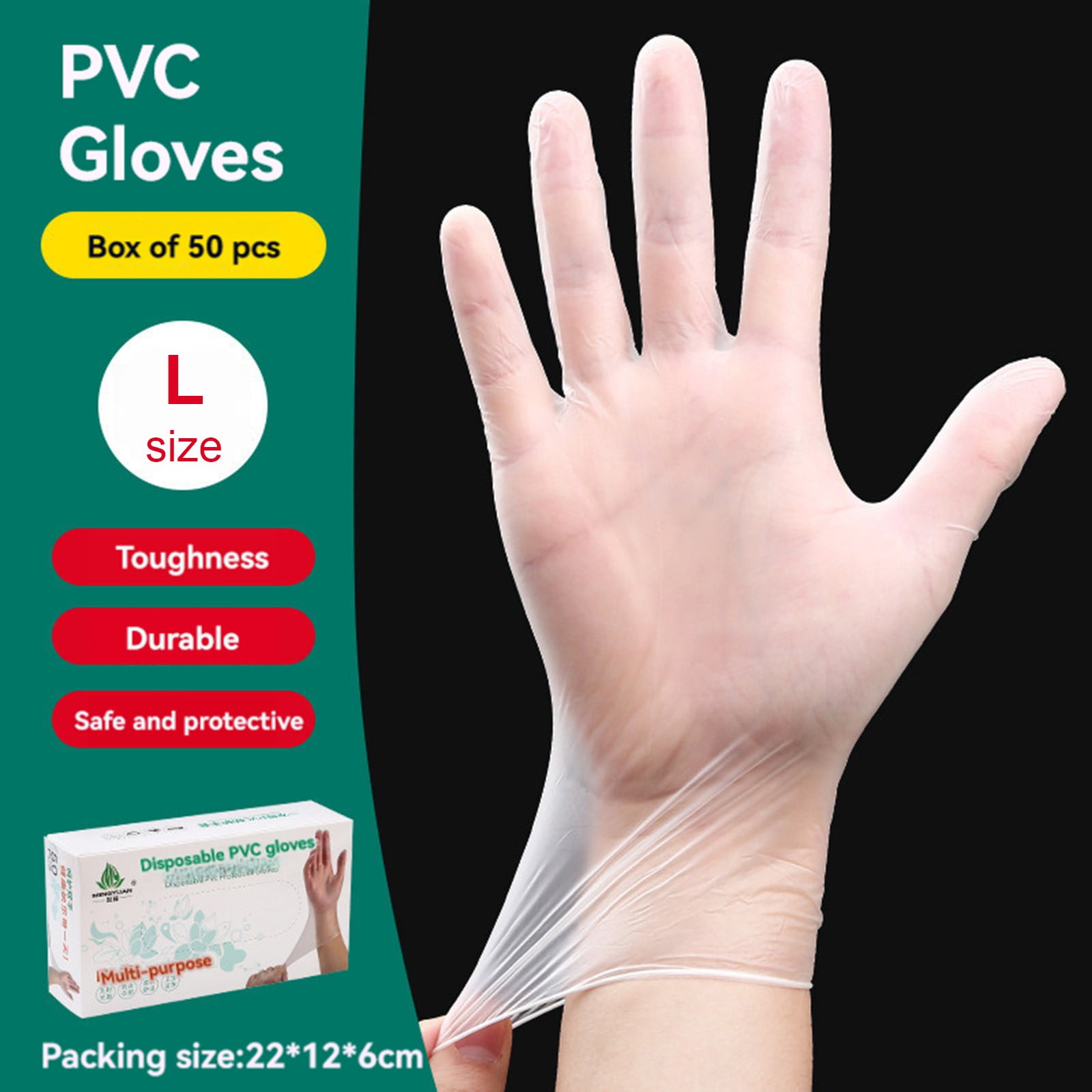 YINGSINK Disposable Gloves Disposable Vinyl Gloves Latex Powder Clear ...