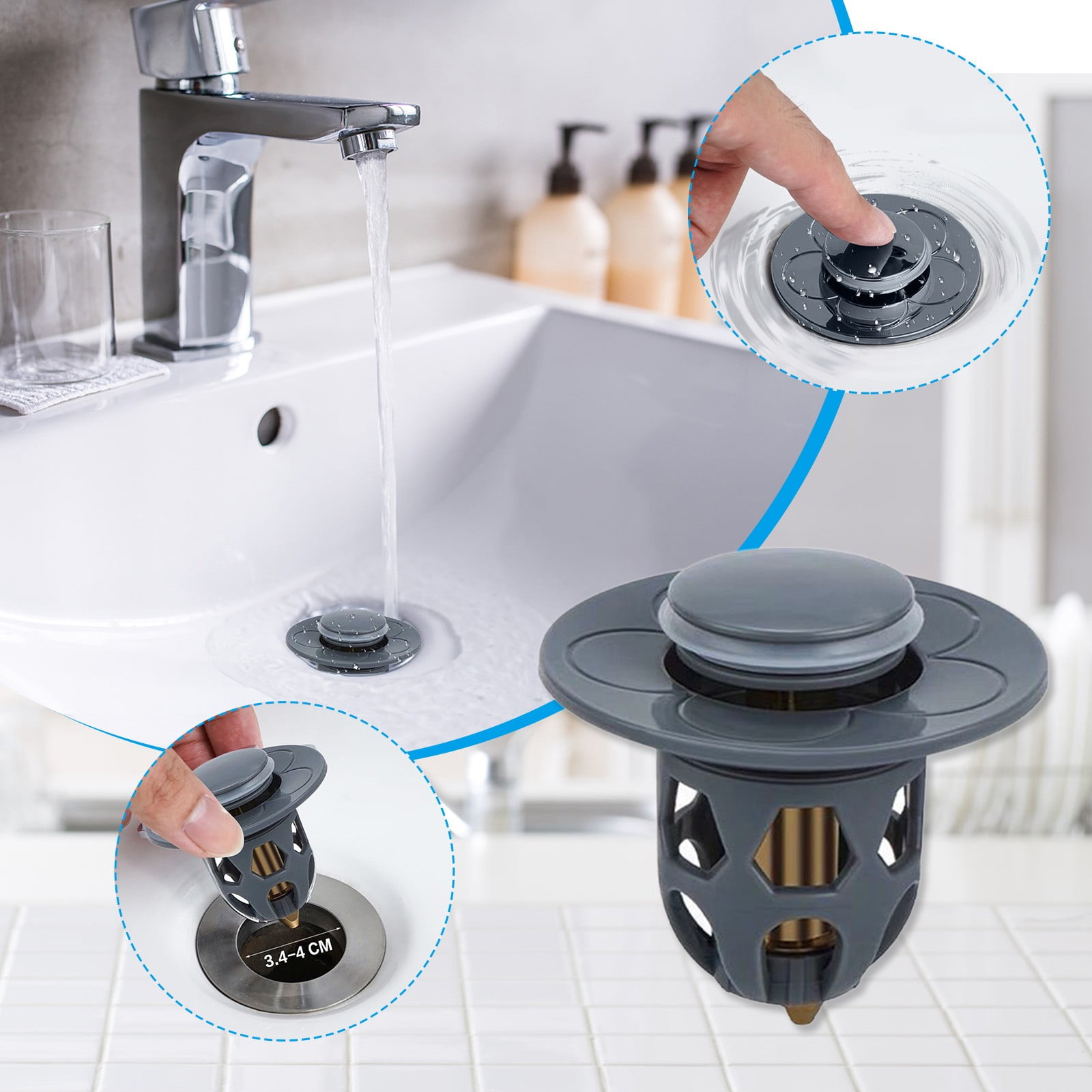YINGSINK Sink Drain Strainer Washbasin Electroplating Drainer Bouncing ...