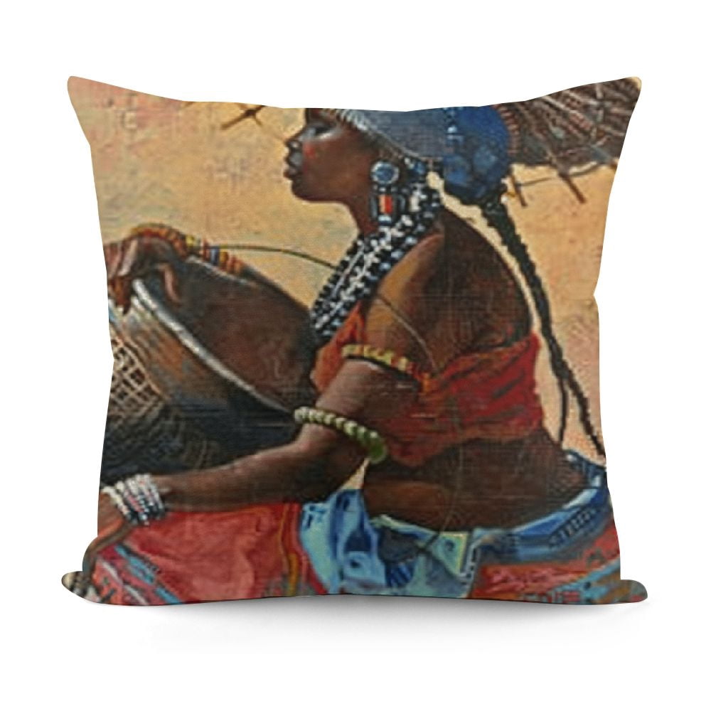 YINGXI African Art Ethnic Tribe Lady Throw Pillow Case, African Women ...