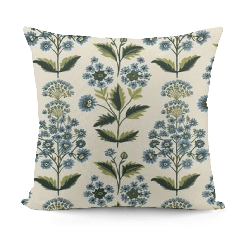 YINGXI Block Print Throw Pillow Covers Vintage Blue and Green Floral ...