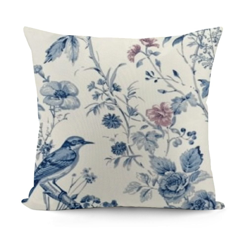 YINGXI Blue Toile Throw Pillow Covers Vintage Florla Pillow Cases ...
