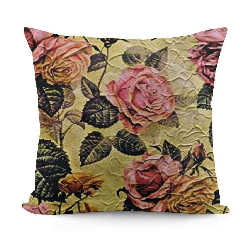 YINGXI Rose Throw Pillow Cushion Cover, Old Fashioned Victorian Style ...