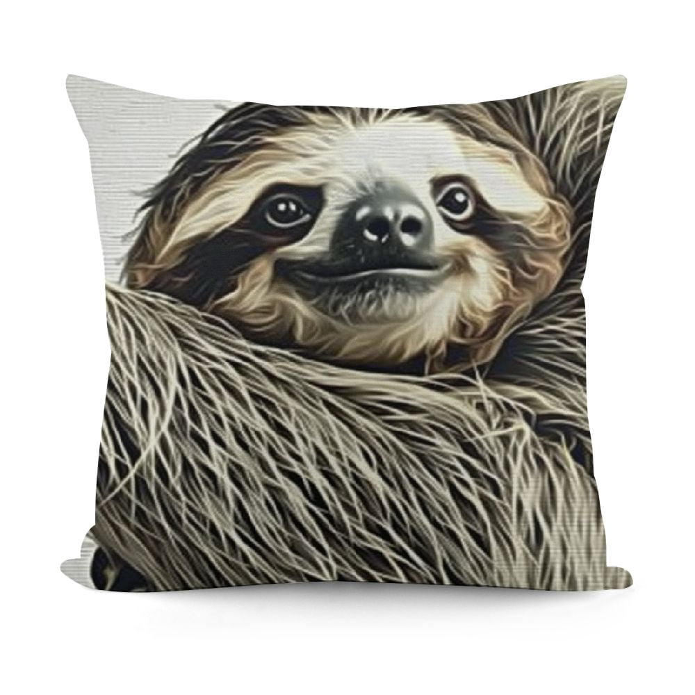 YINGXI Sloth Throw Pillow Cushion Cover, Sweetly Smiling Jungle Animals ...