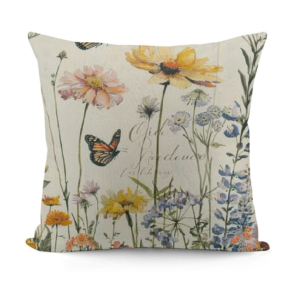 YINGXI Spring Pillow Cover Floral Butterfly Bee Gather Decorations ...