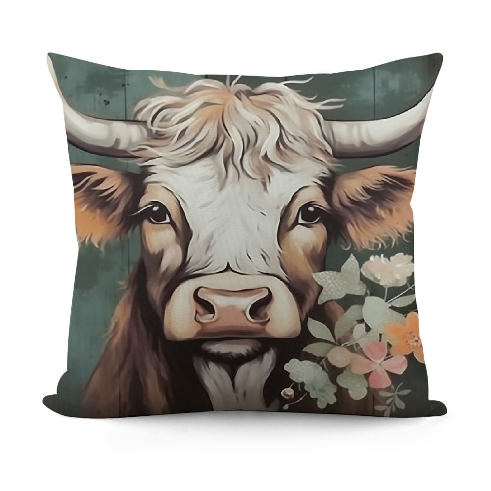 YINGXI Cute Cow Print Pillow Cover for Farmhouse and Living Room ...
