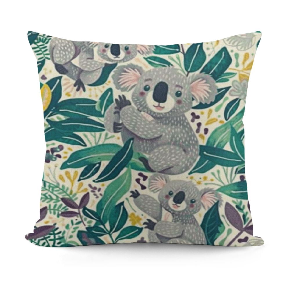 YINGXI Throw Pillow Cover Koala Bears and Floral Animal Leave Flower ...