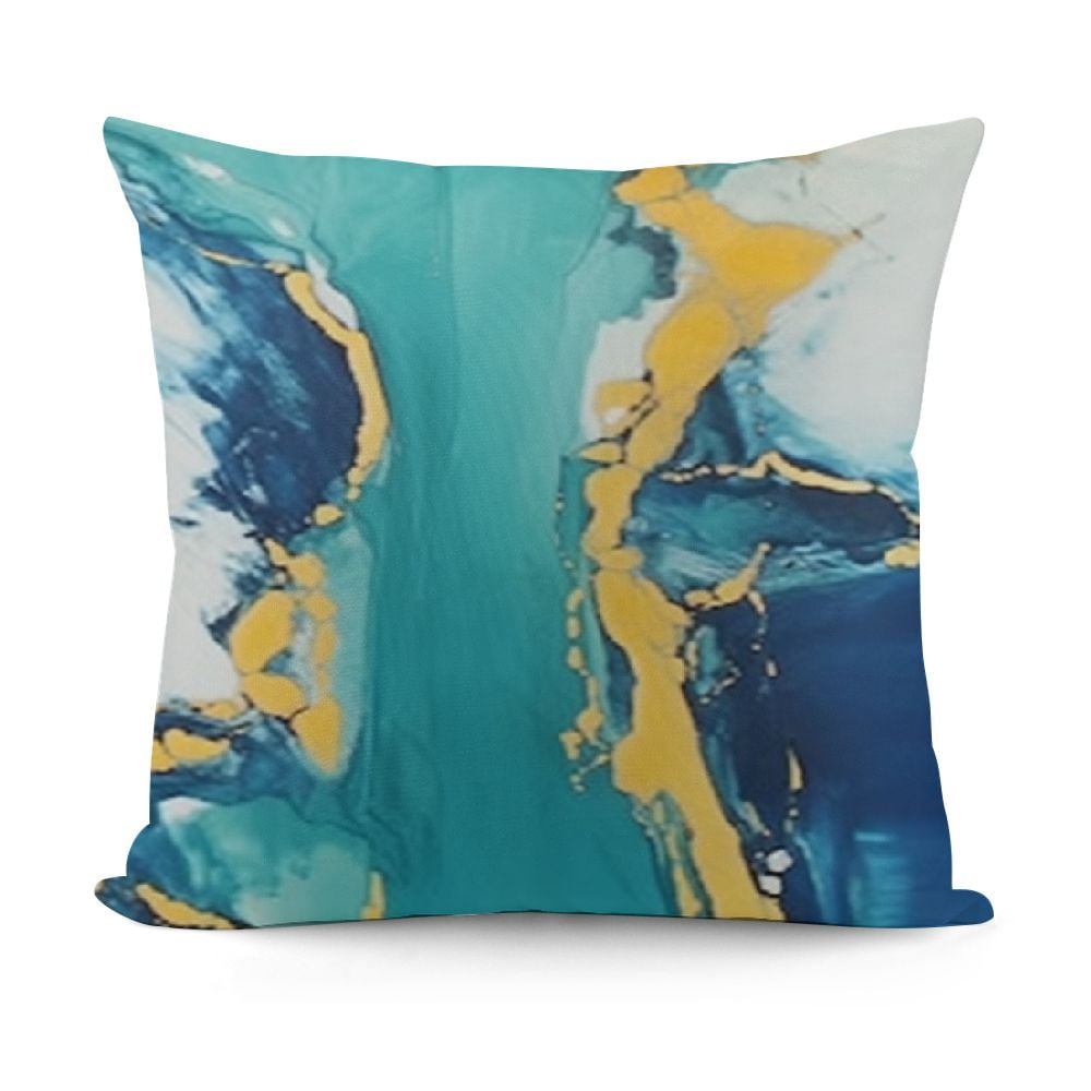 YINGXI Turquoise Marble Throw Pillow Covers Two-Sided Teal Gold ...