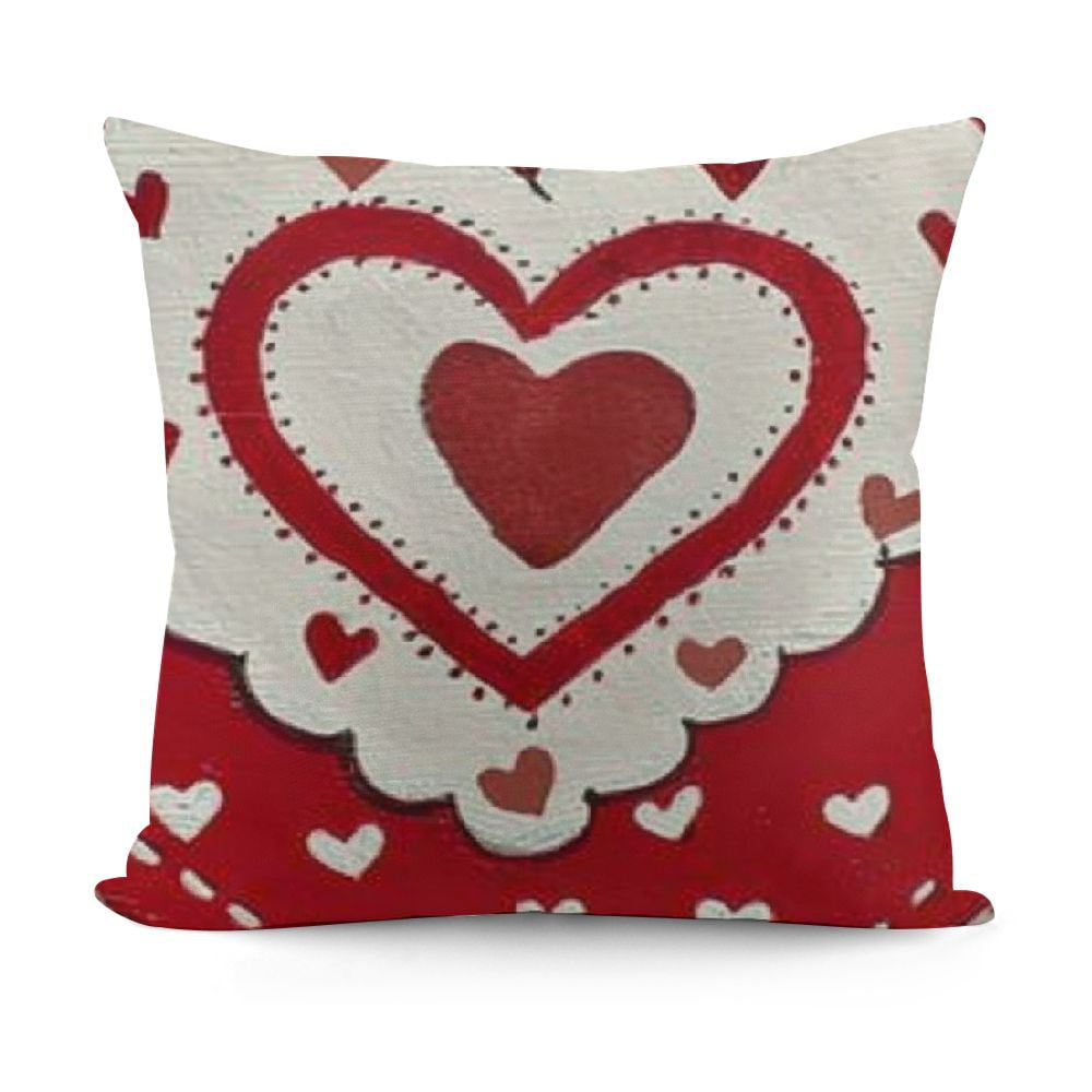 YINGXI Valentines Day Red Heart Decor Holiday Farmhouse Pillow Case ...